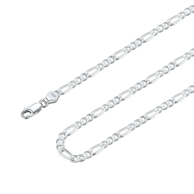 Suplight 925 Sterling Silver 3mm/5mm Figaro Chain Necklace for Men ...