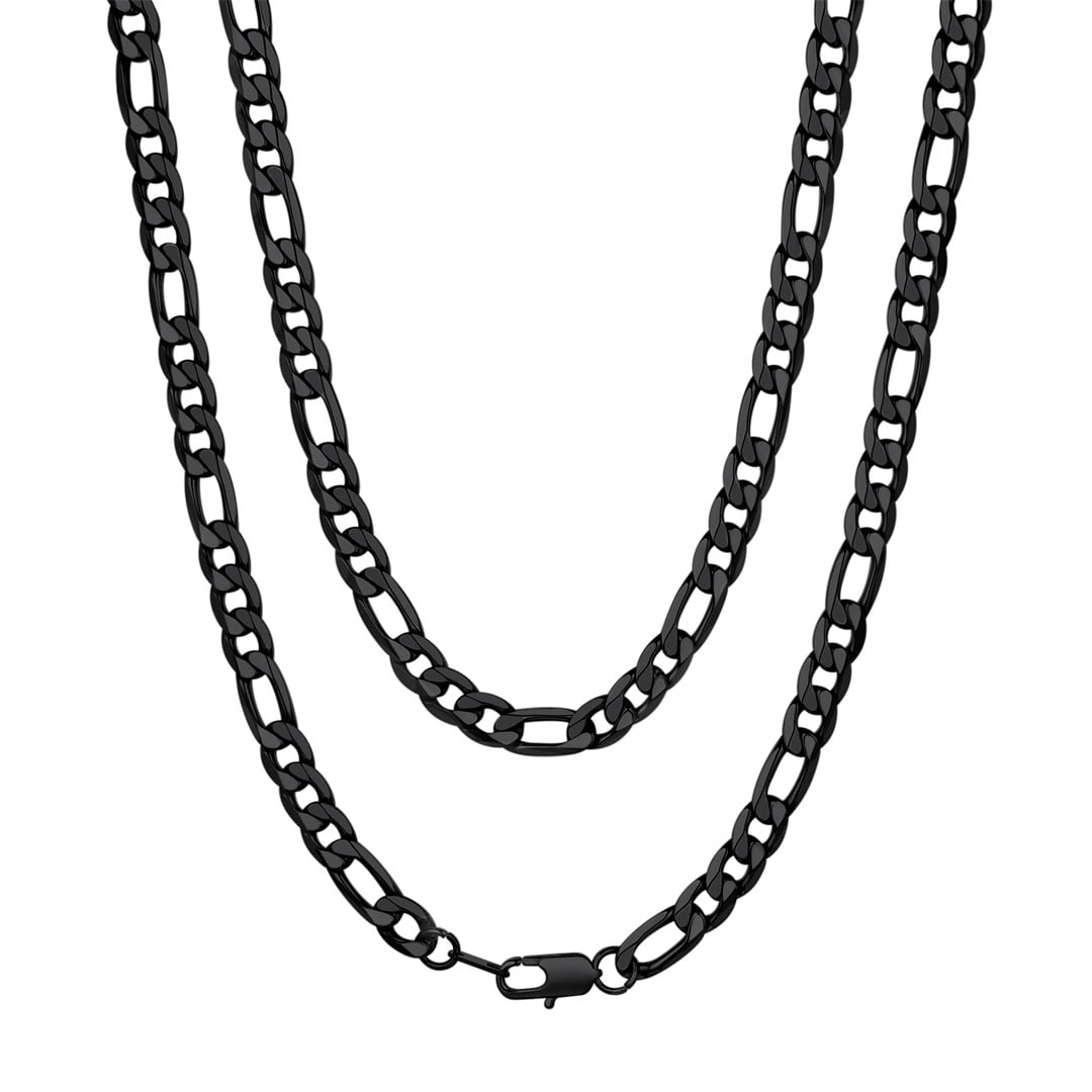 Suplight Black Figaro Chain For Men 6MM 18 inch Stainless Steel Chunky ...