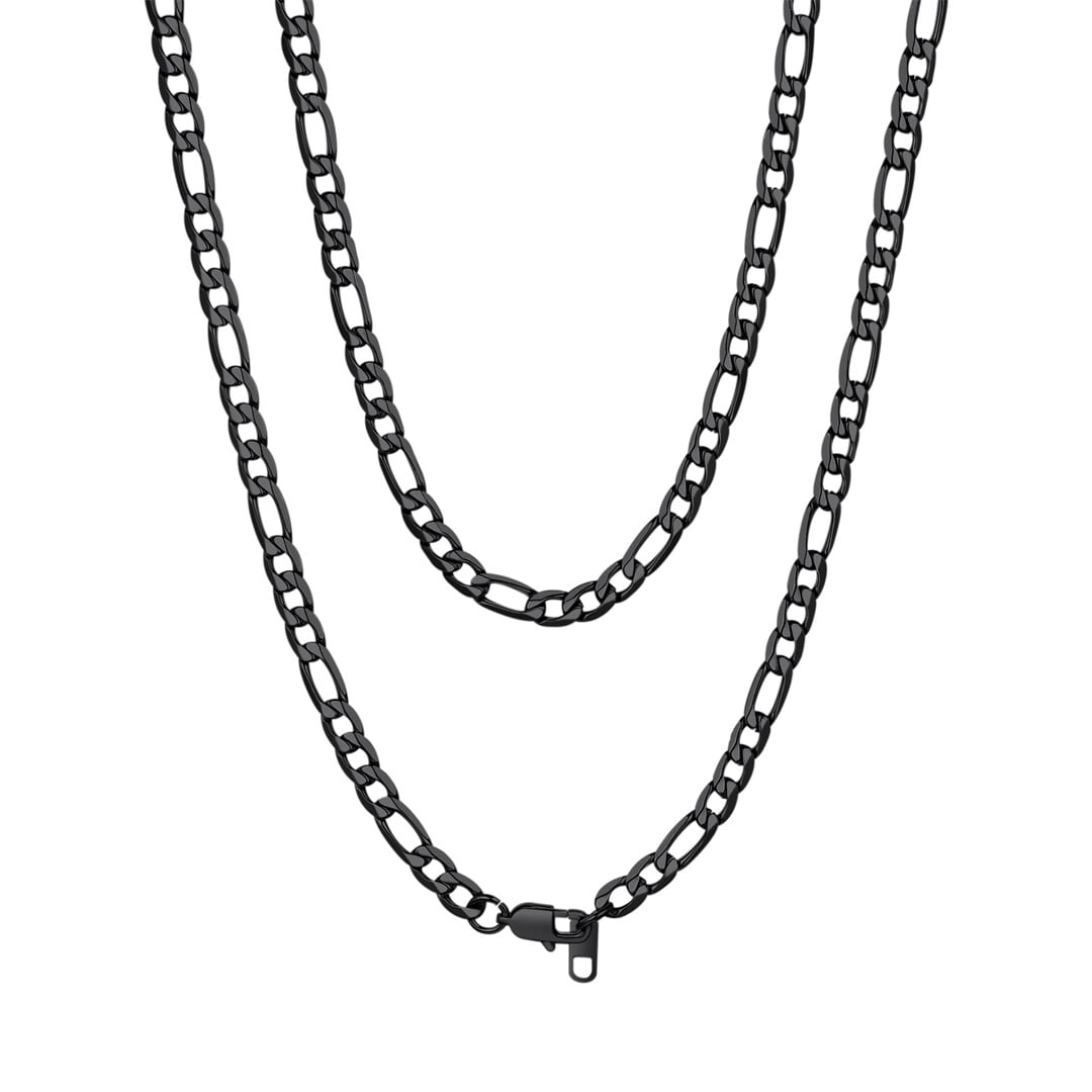 Suplight Black Figaro Chain For Men 6MM 18 inch Stainless Steel Figaro ...