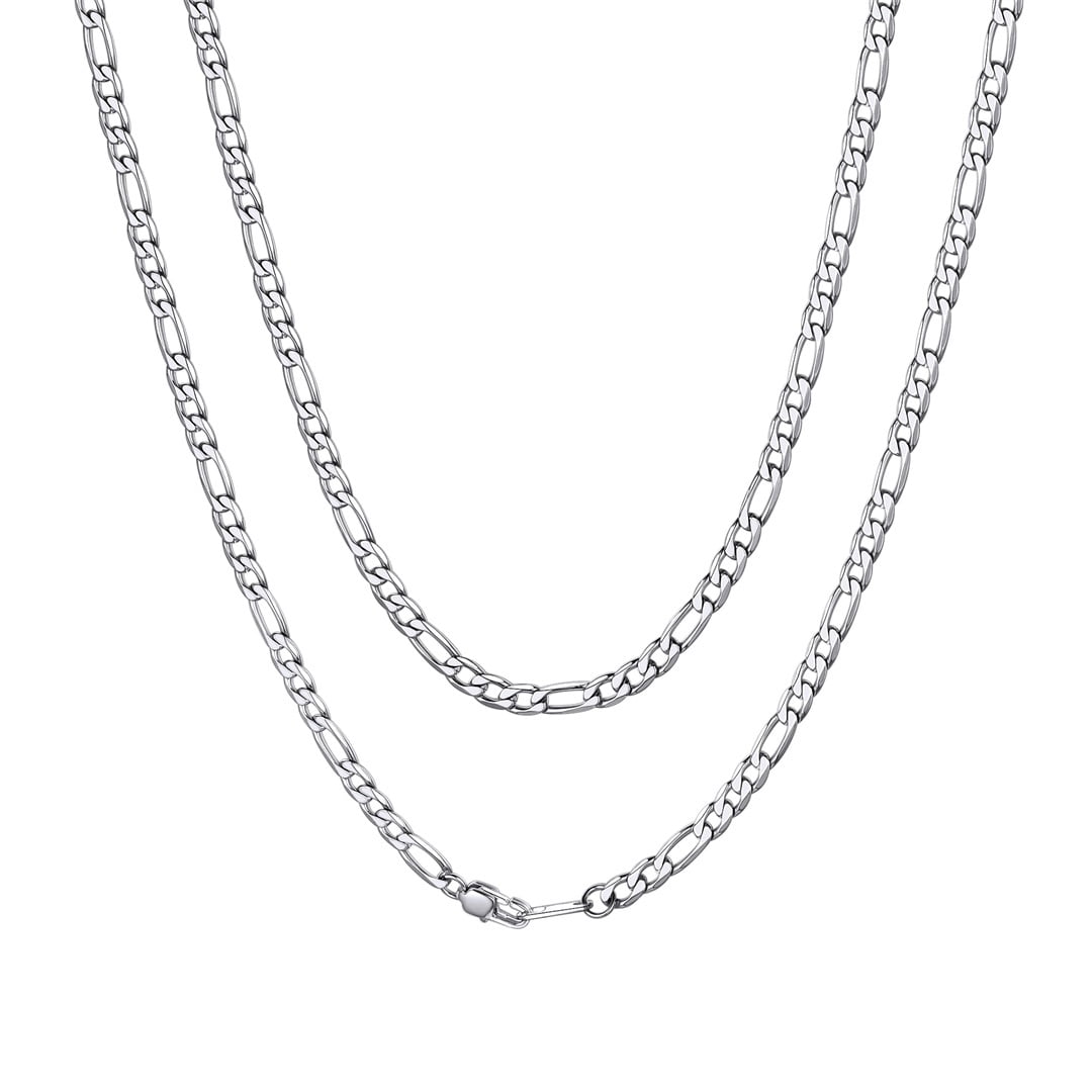 Suplight Black Figaro Chain For Men Stainless Steel 20 inch Figaro Link ...