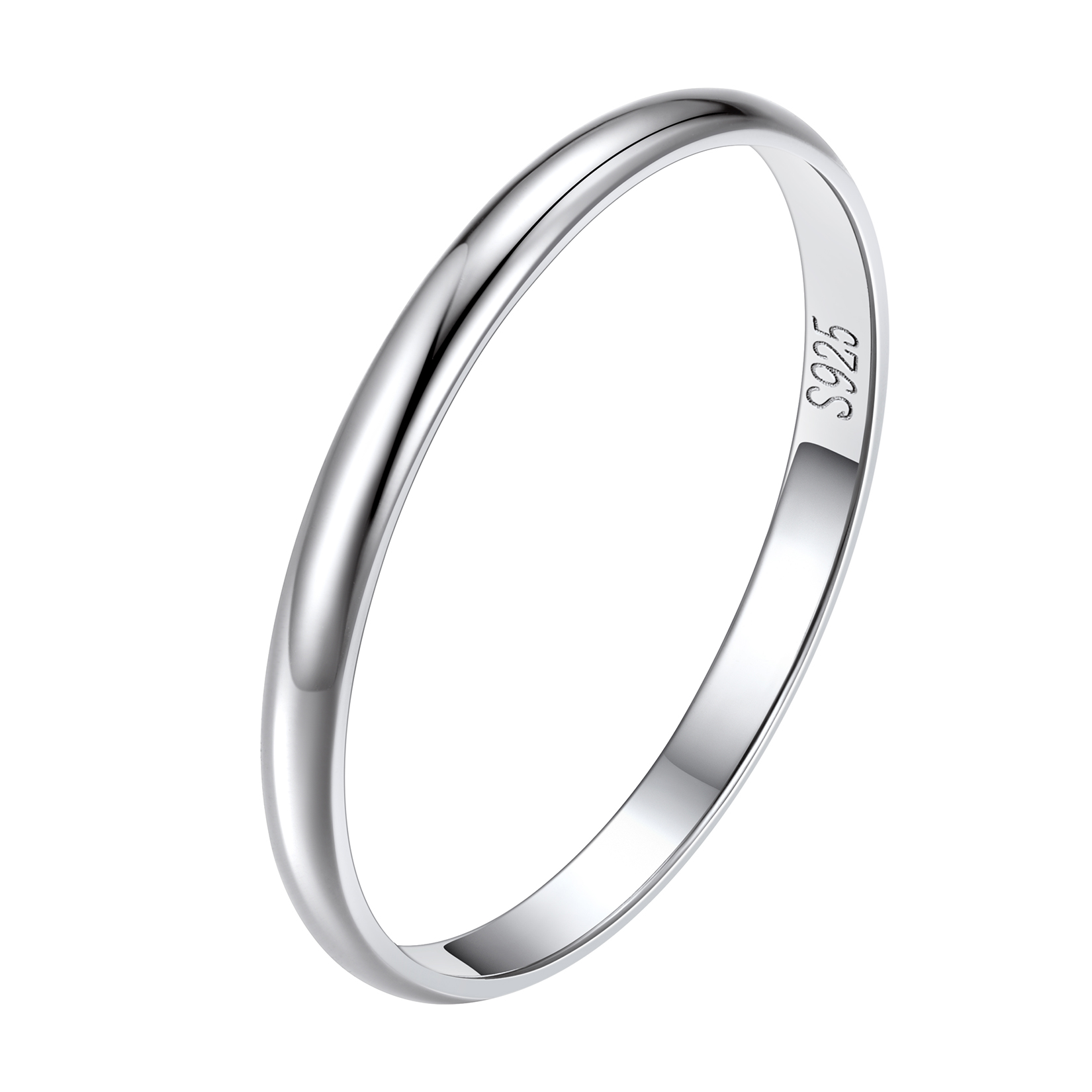 Sterling Silver 5mm Polished Plain SL Band, Available in 8 Sizes ...