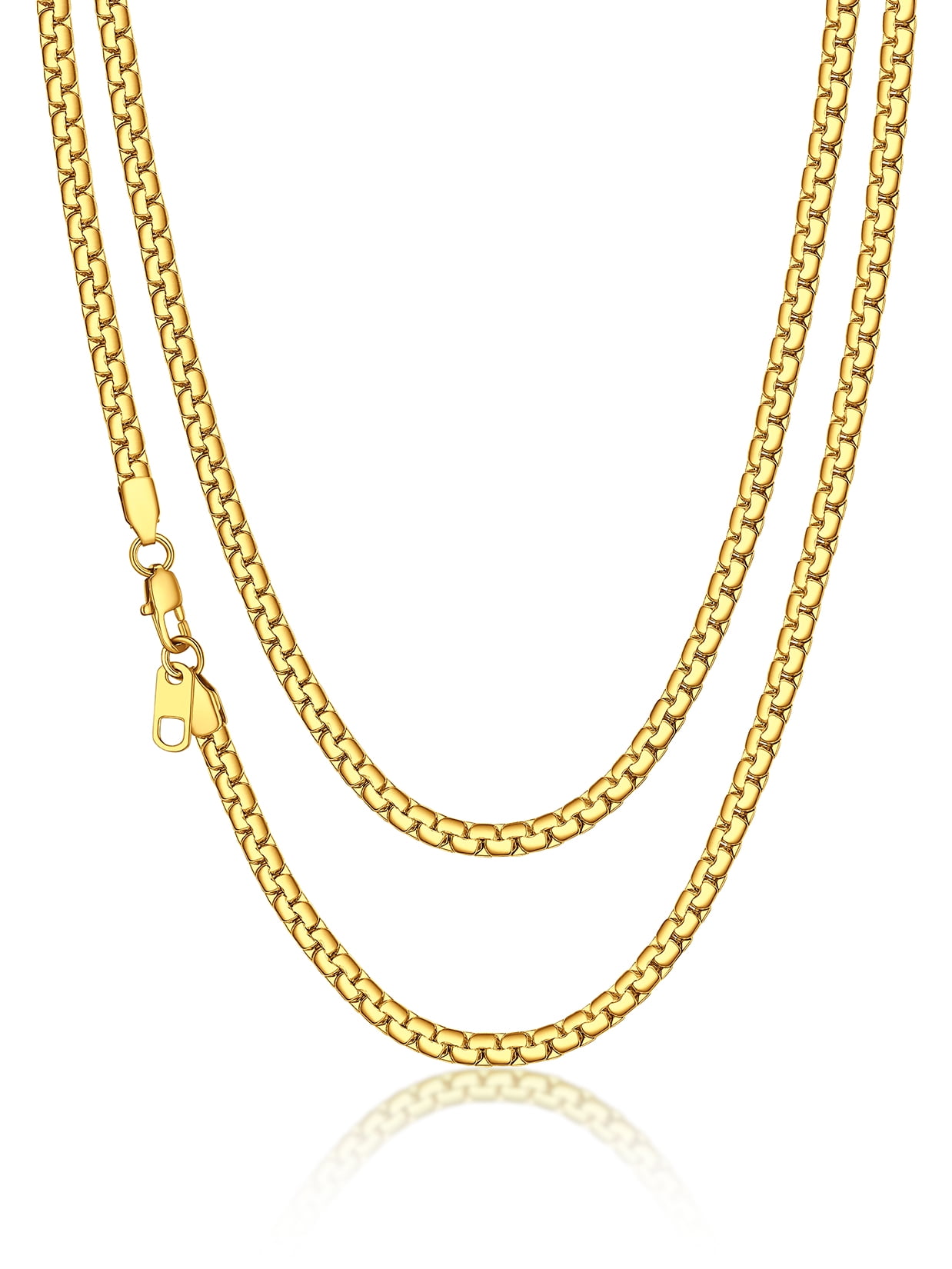 Suplight Men Chain Necklace Stainless Steel Flat Box Chain Christmas ...