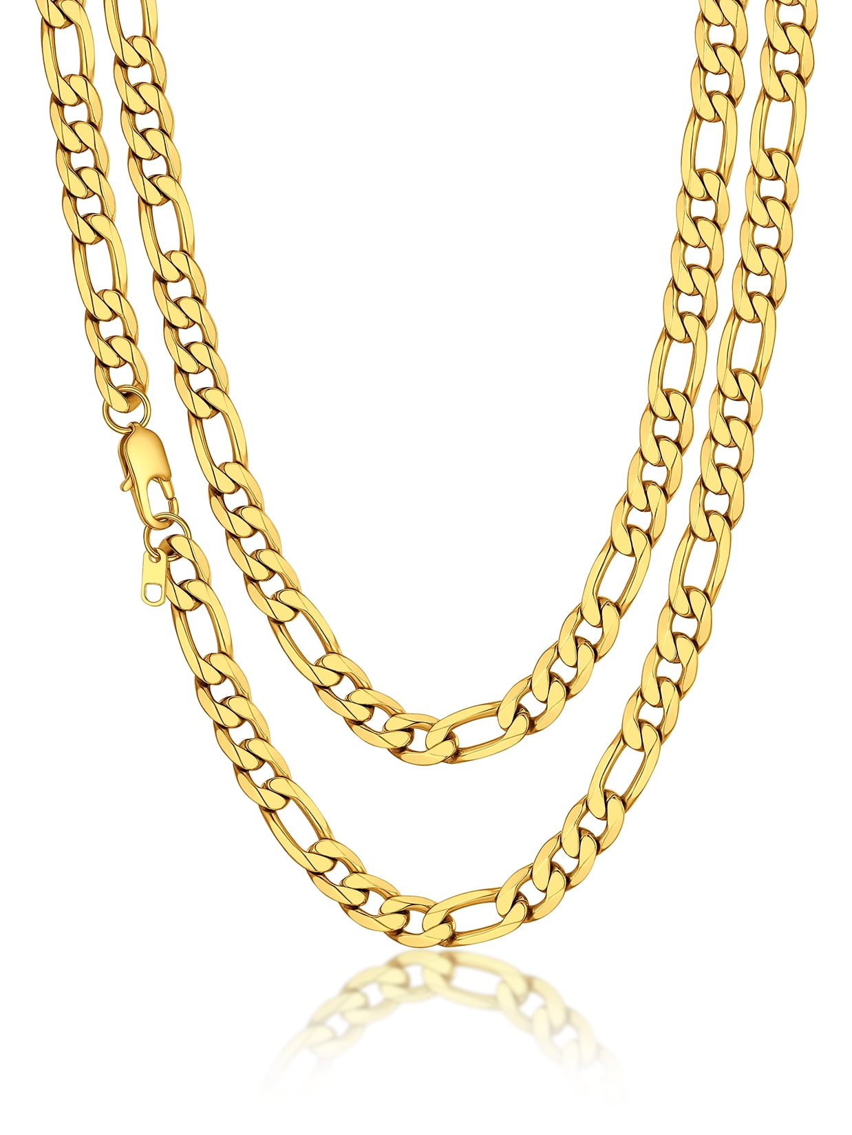 Suplight Men Gold Plated Figaro Chain Stainless Steel Figaro Link Chain ...