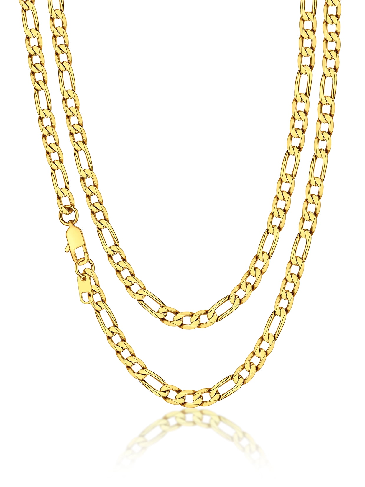 Suplight Men Gold Plated Figaro Chain Stainless Steel Figaro Link Chain ...