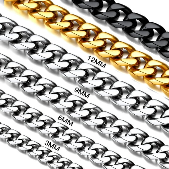 Hipunk Cuban Chain Necklace for Mens Women 9mm Stainless Steel Necklace ...