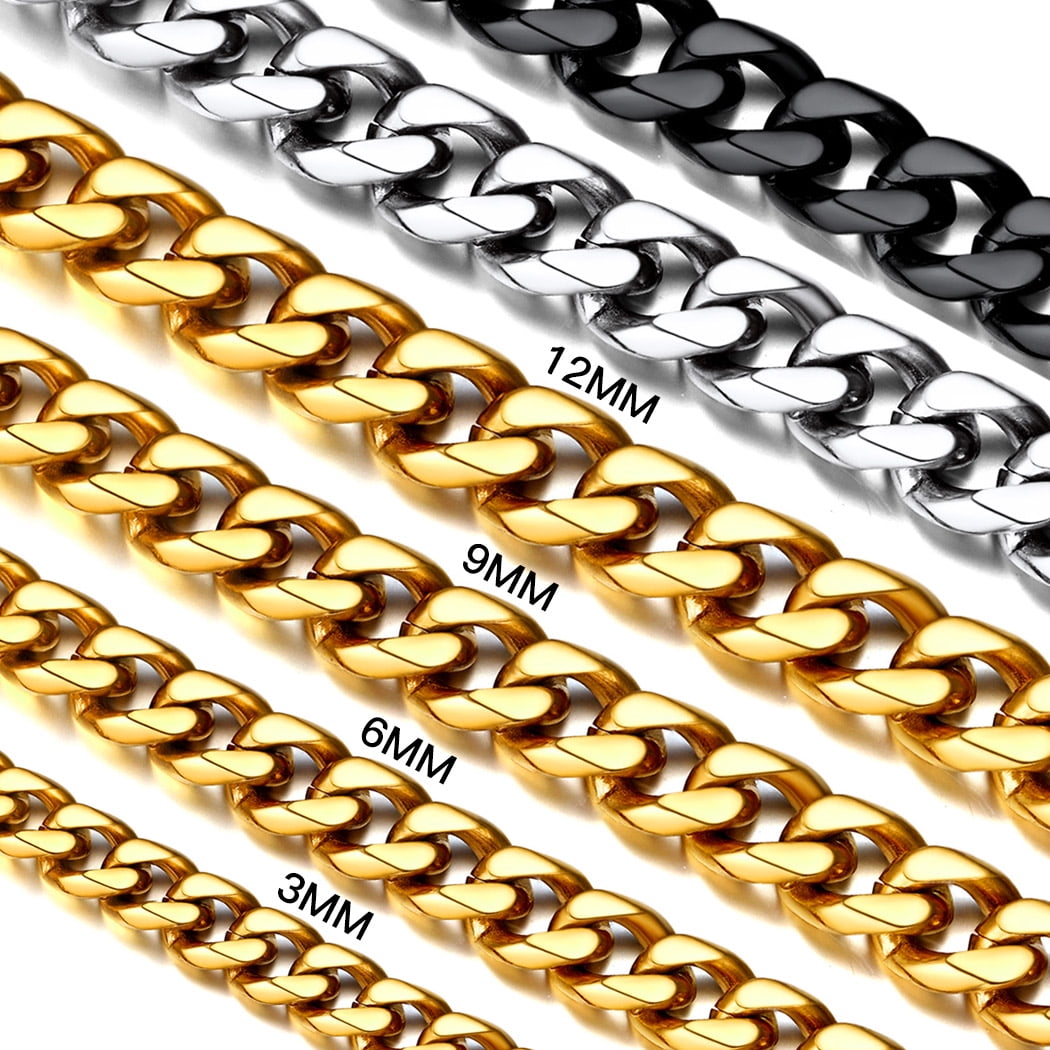 Suplight Mens Hip Hop Necklace 12mm Miami Unisex Curb Cuban Link Chain ...