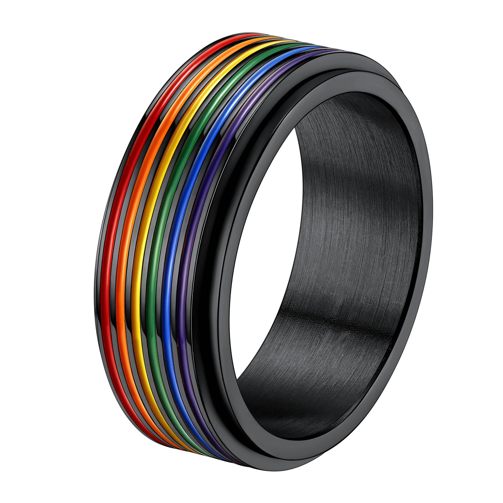 Suplight Stainless Steel Rainbow Spinner Ring Love is Love LGBT Lesbian ...