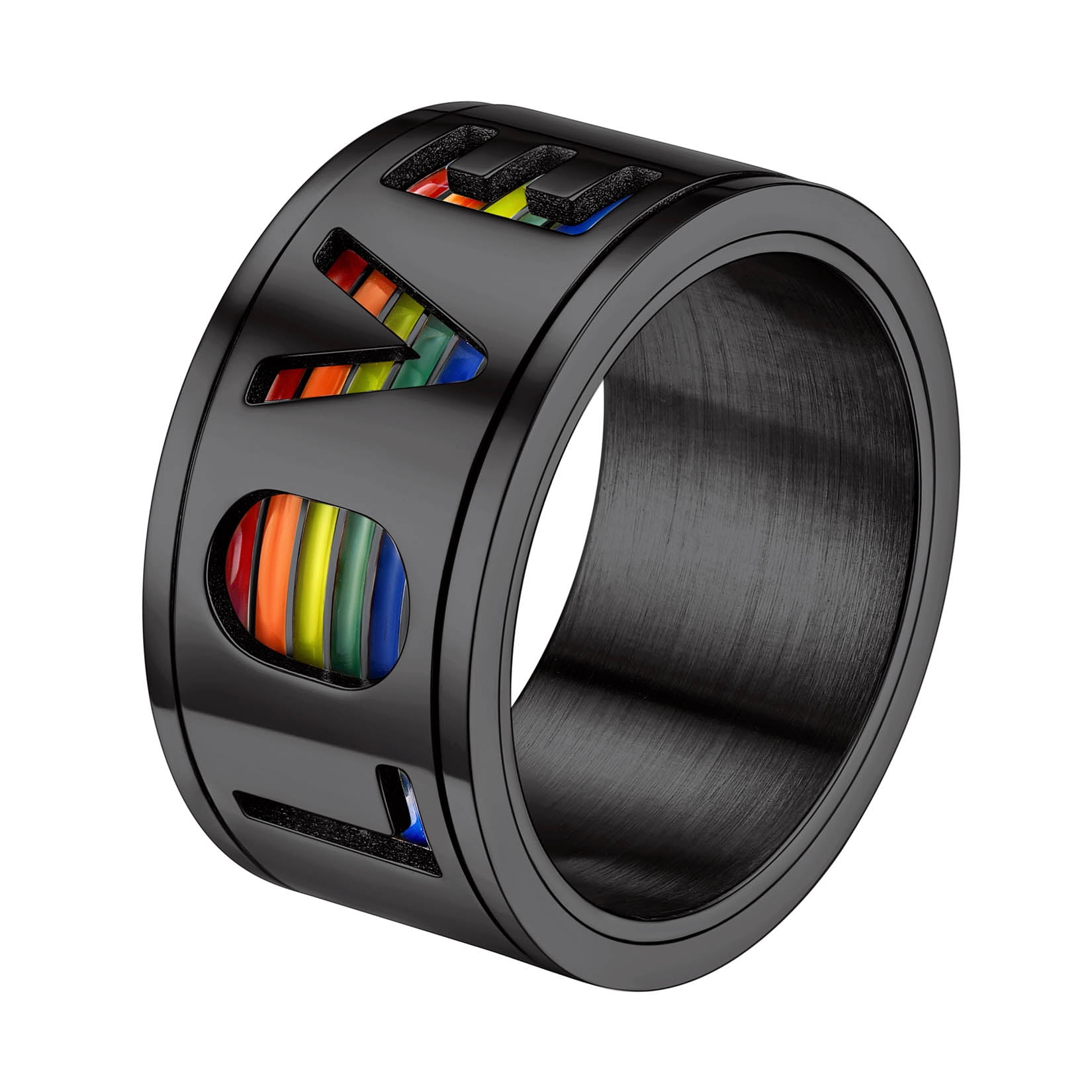 Suplight Stainless Steel Rainbow Spinner Ring Love is Love LGBT Lesbian ...