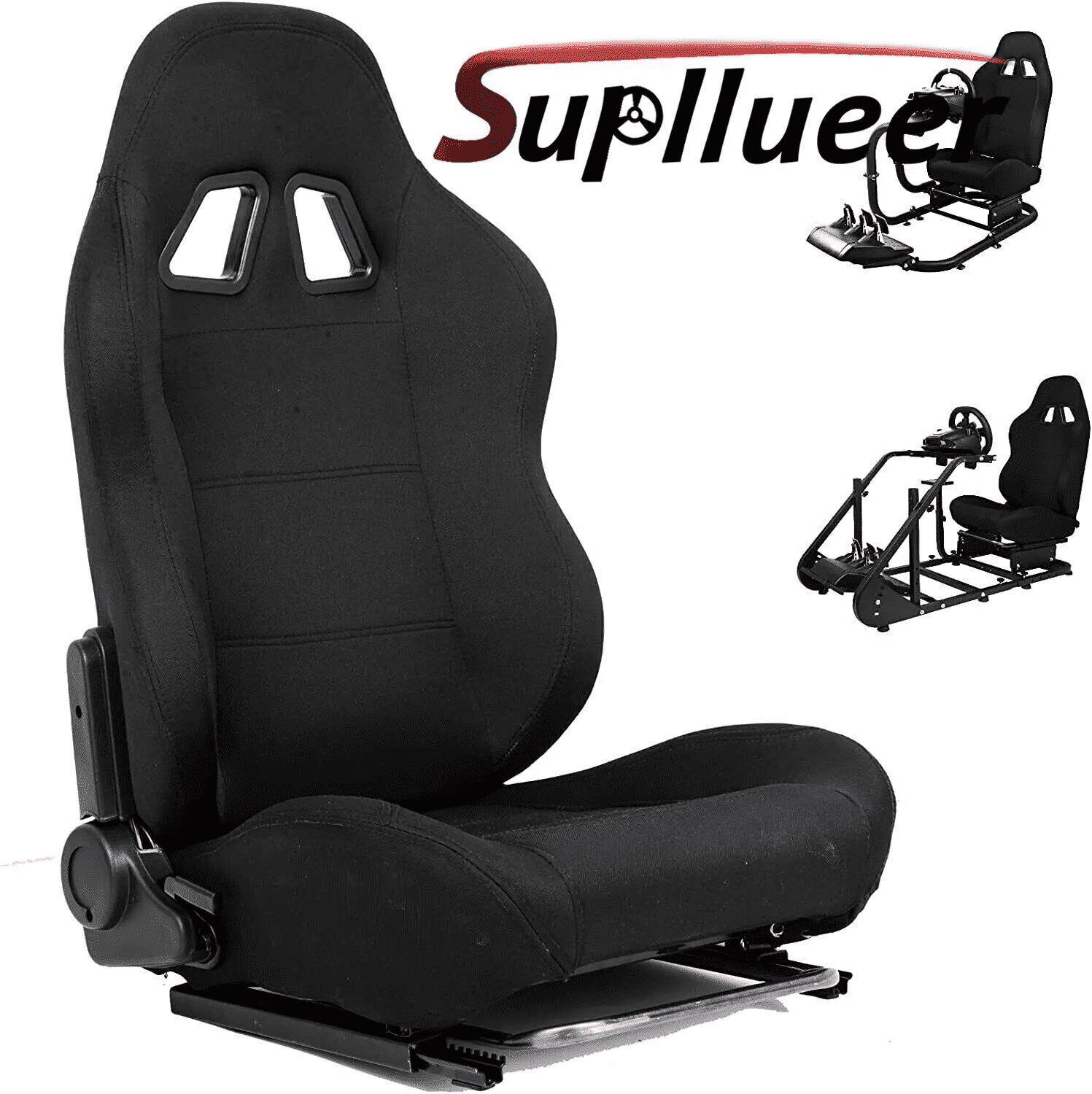 Supllueer Adjustable Gaming Racing Seat with Double Locking Slides Fit ...