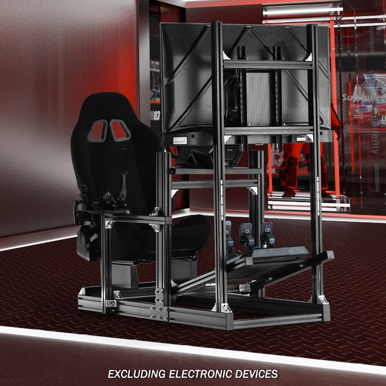Supllueer Adjustable Racing Simulator Cockpit With Seat And Monitor ...