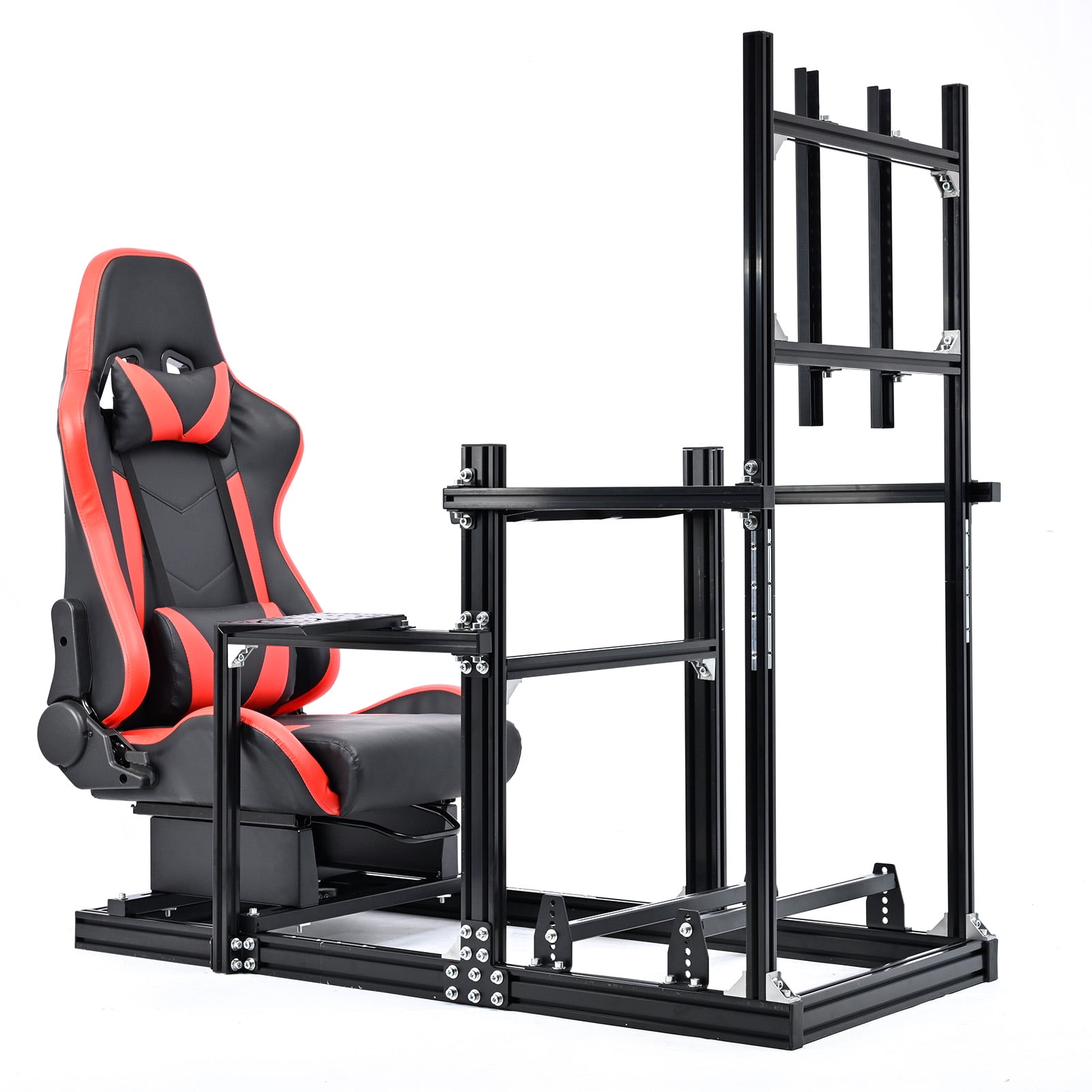 Supllueer Aluminum Profile Racing Simulator Cockpit with Red Seat & TV ...