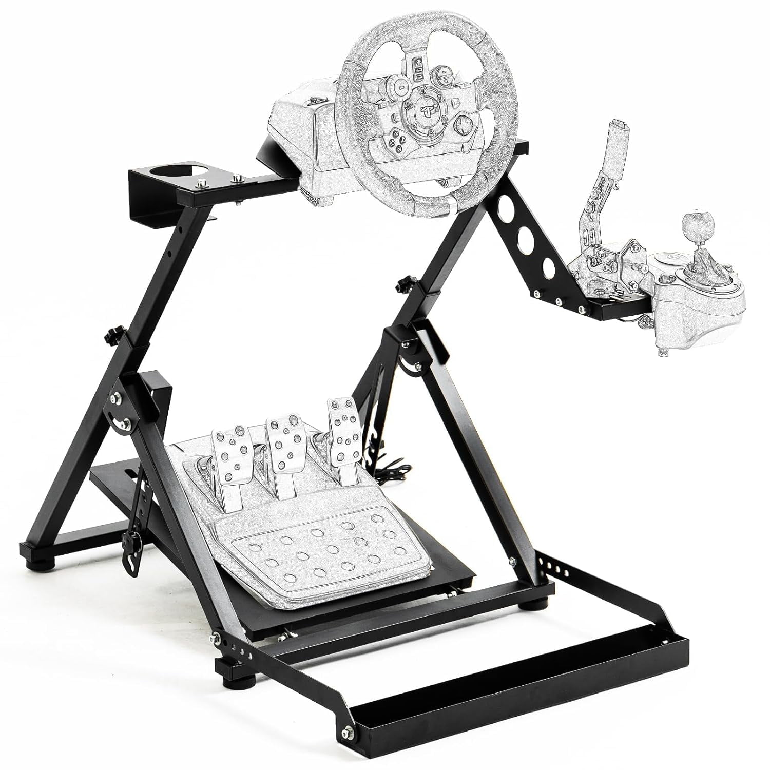 Supllueer Foldable Racing Wheel Stand with Seat Slot Water Cup Holder ...