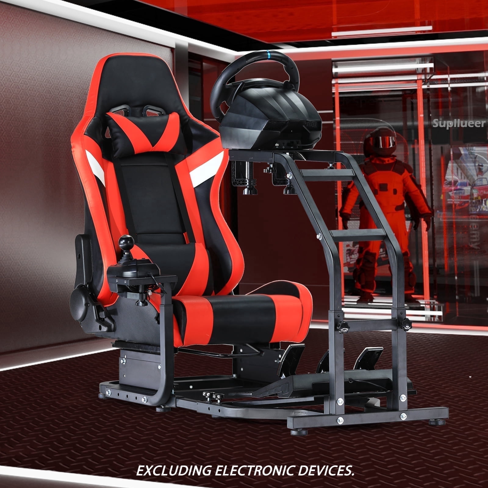 Supllueer Adjustable Racing Simulator Cockpit With Bluetooth Audio Seat ...