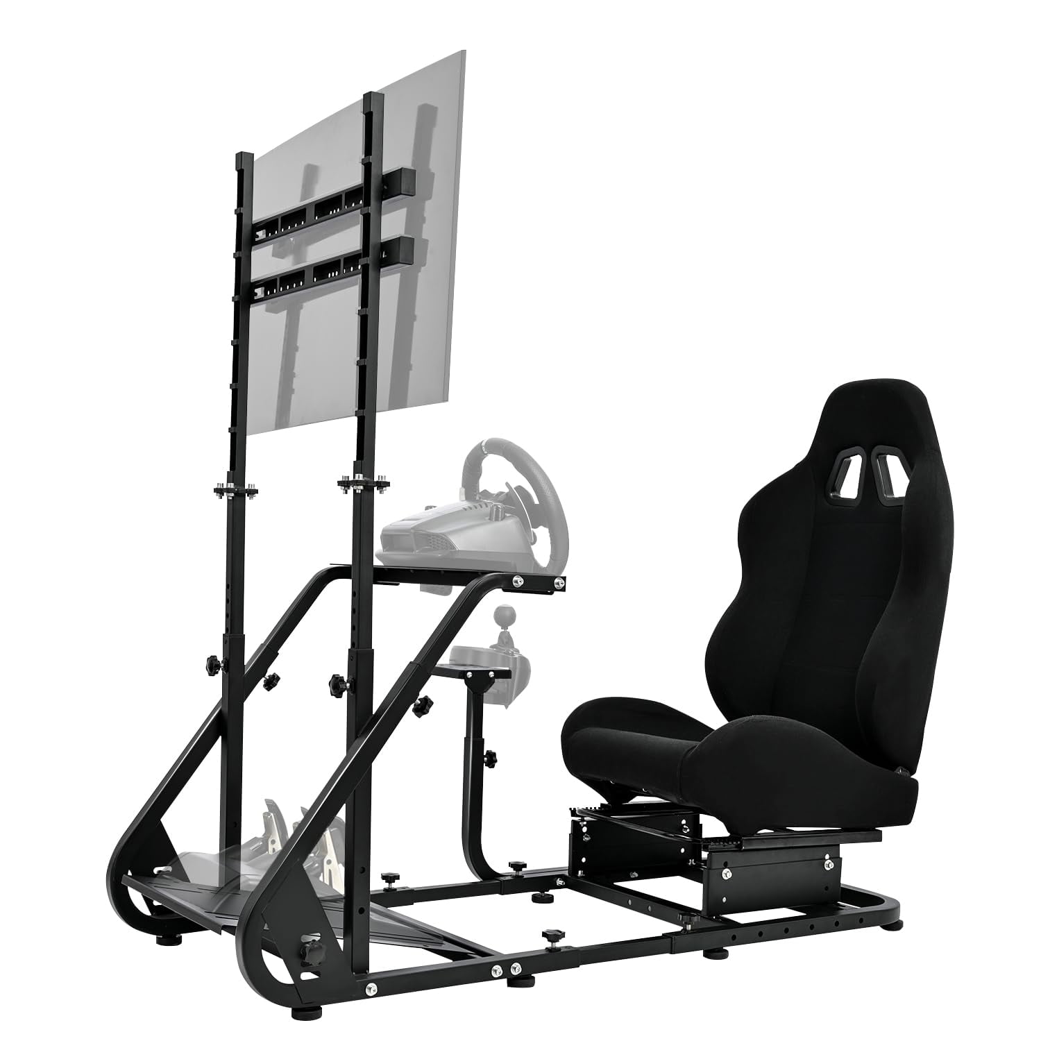 Supllueer Racing Sim Cockpit WIth TV Mount Racing Seat Fit Logitech ...