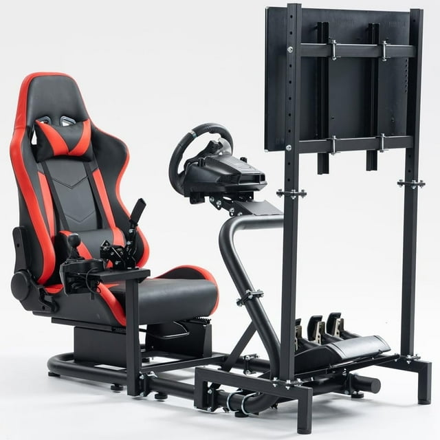 Supllueer Racing Sim Cockpit with TV Mount Seat Fit Logitech G29 G923 ...