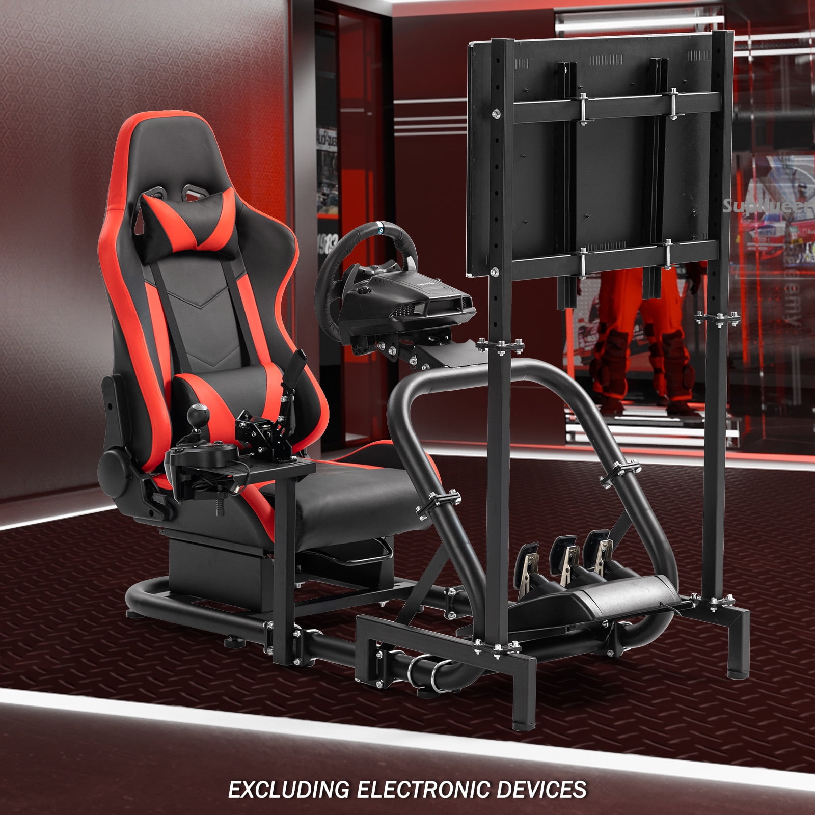 Supllueer Racing Simulator Cockpit Comes with Race Seat & Display Stand ...