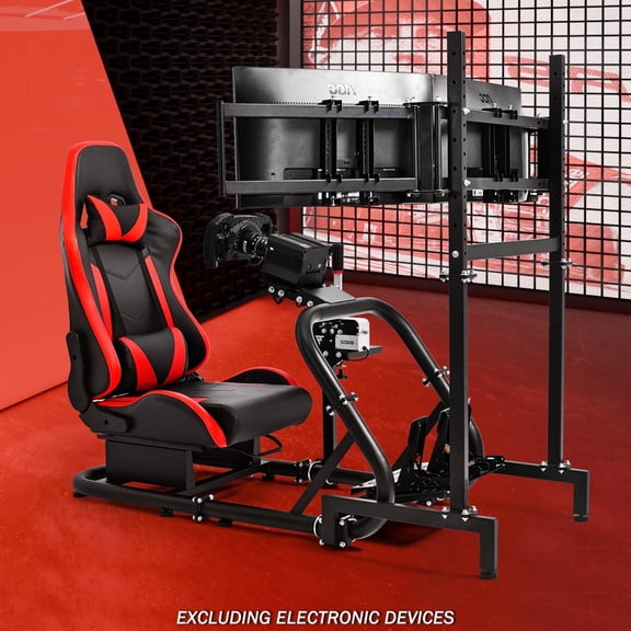 Supllueer Racing Simulator Cockpit Round Tube With Red Seat Stable Fit ...