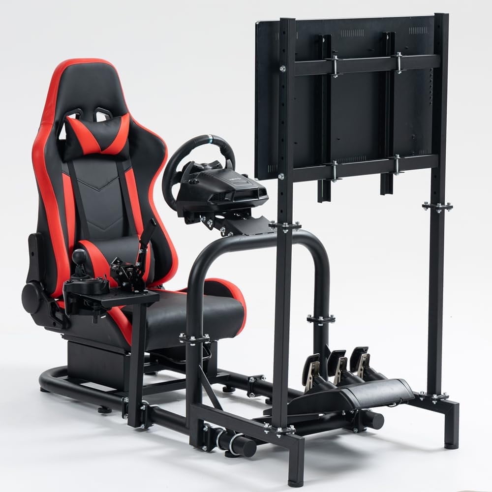 Supllueer Racing Simulator Cockpit with Monitor Stand & Seat for ...
