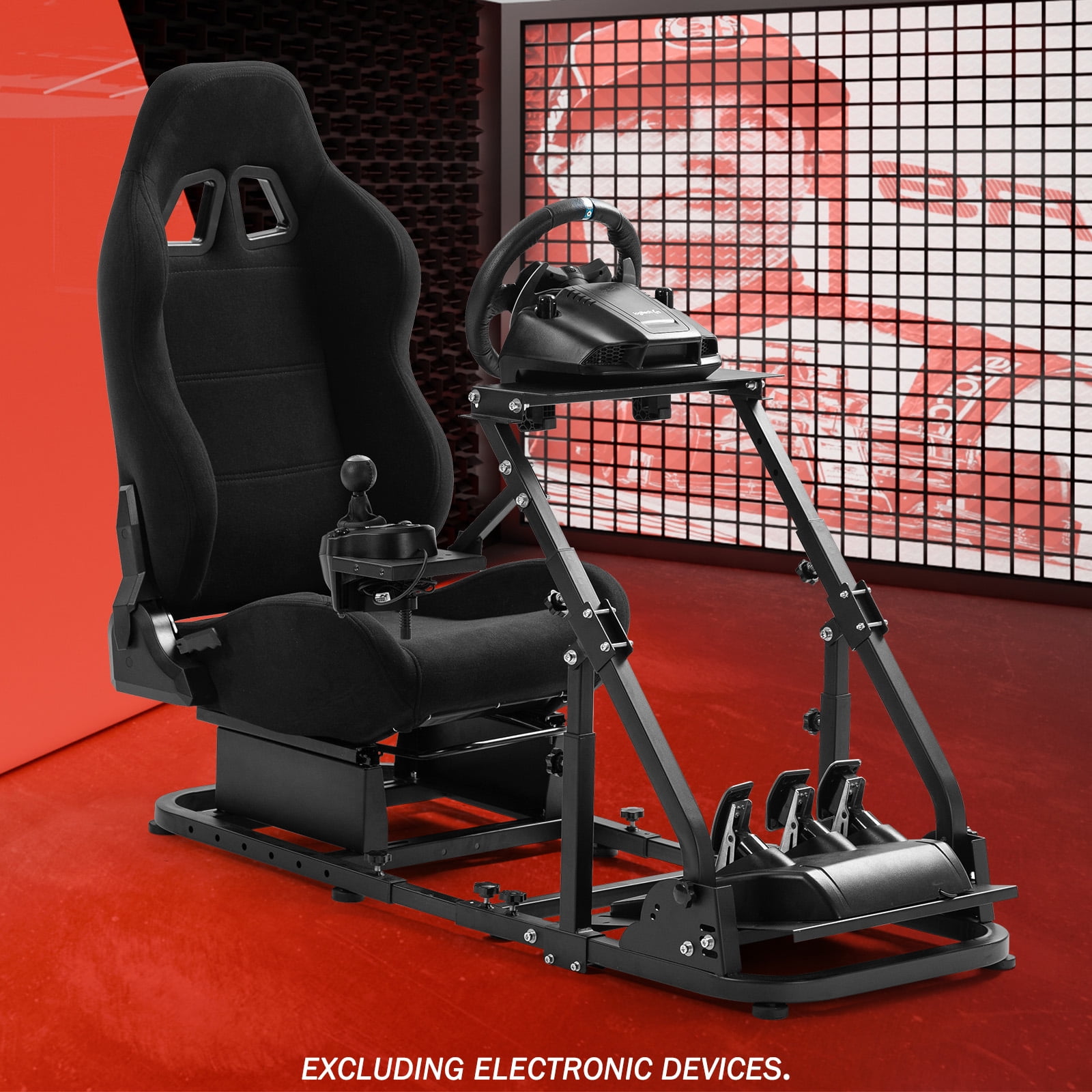 Supllueer Sim Racing Cockpit Stand with Seat for Logitech, Thrustmaster ...