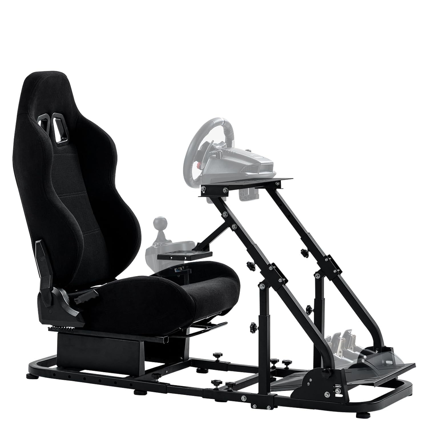 Supllueer Sim Racing Cockpit Stand with Seat for Logitech, Thrustmaster ...