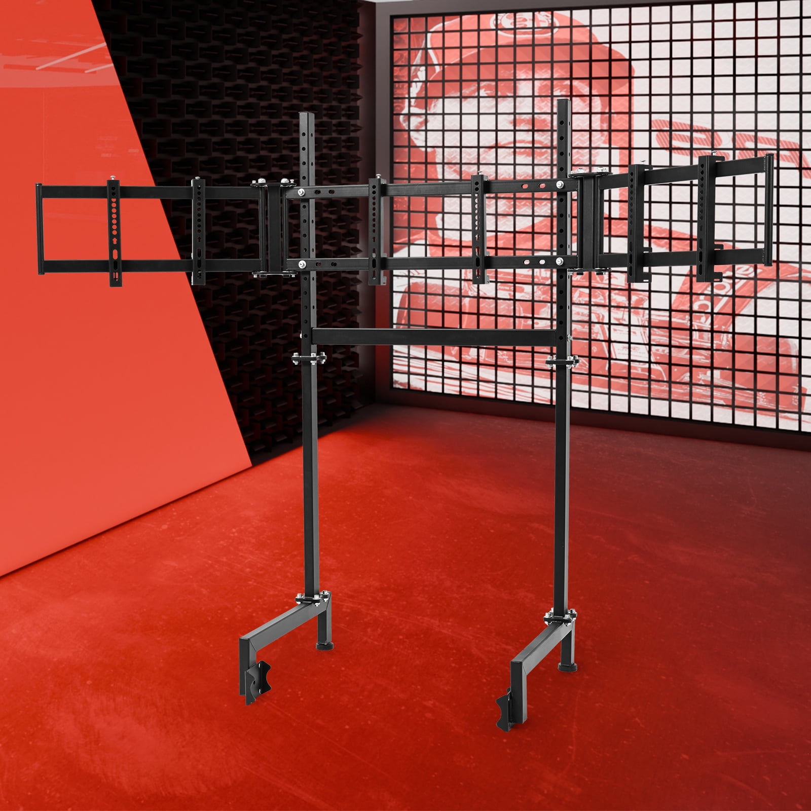 Supllueer Triple Screen Monitor Stand for Round Tube Racing Simulator ...