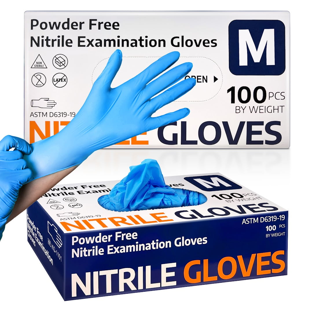 Supmedic Nitrile Exam Gloves Blue Disposable Medical Glove 3.5 mil 100 ...