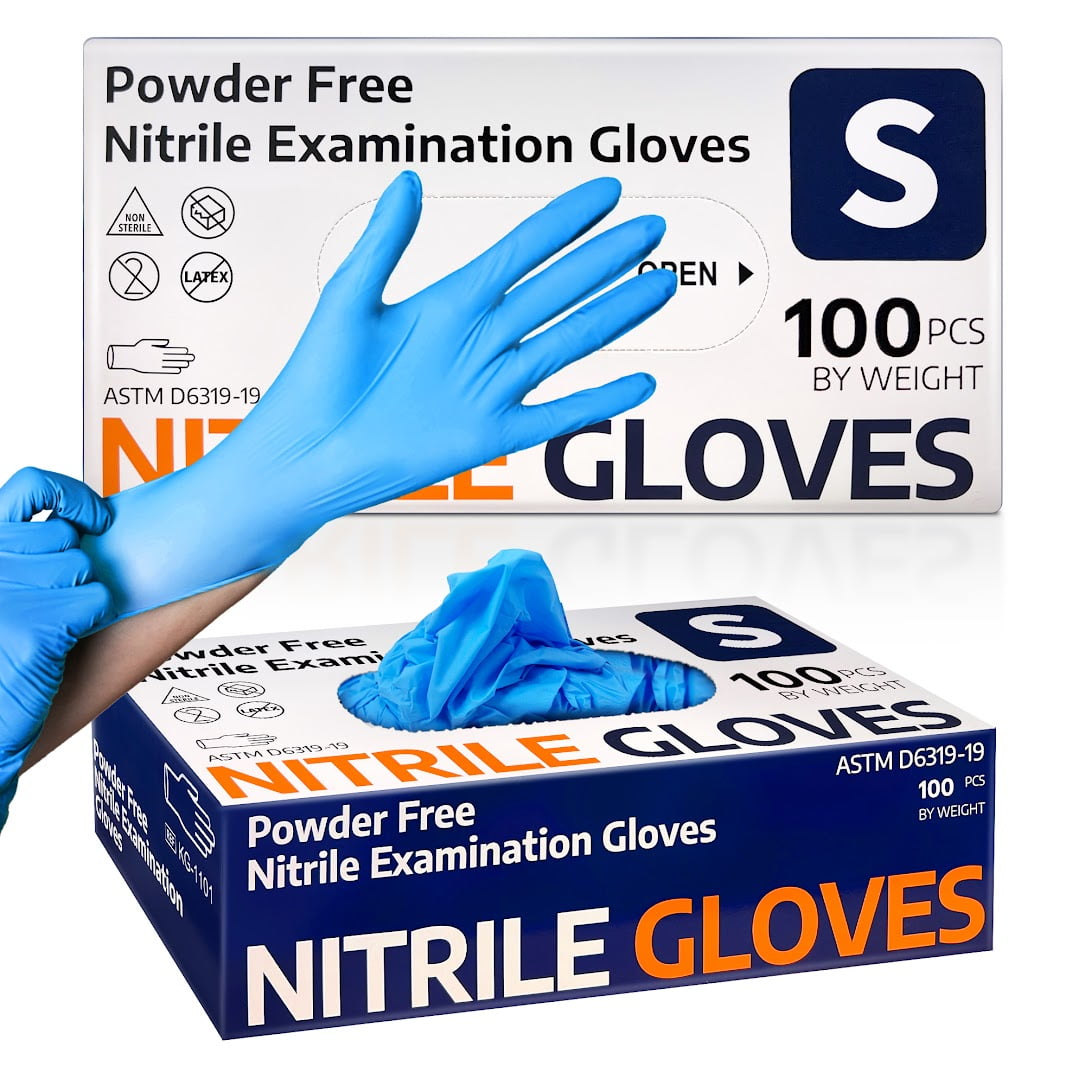 Supmedic Nitrile Exam Gloves, 3.5 mil, Blue, Disposable, Food Safe, 100 ...