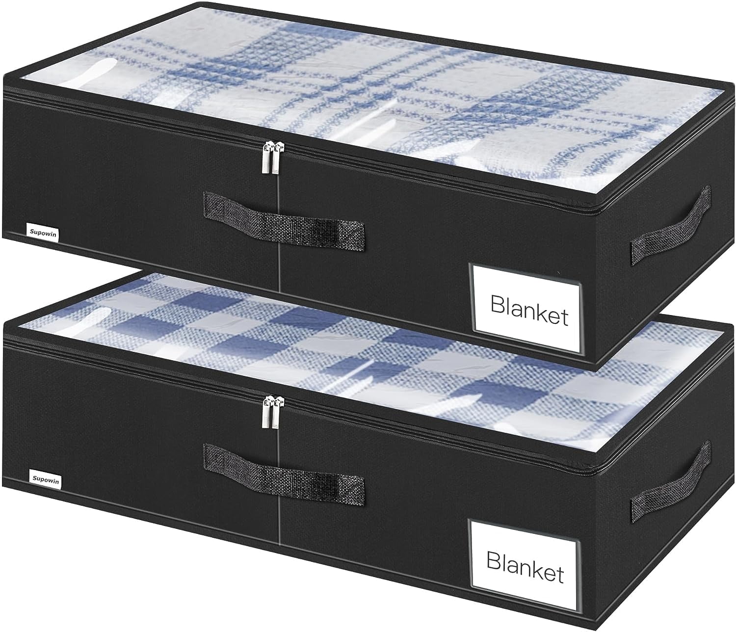 Supowin Under Bed Storage, 2 Pack Underbed Storage Containers with 3 ...