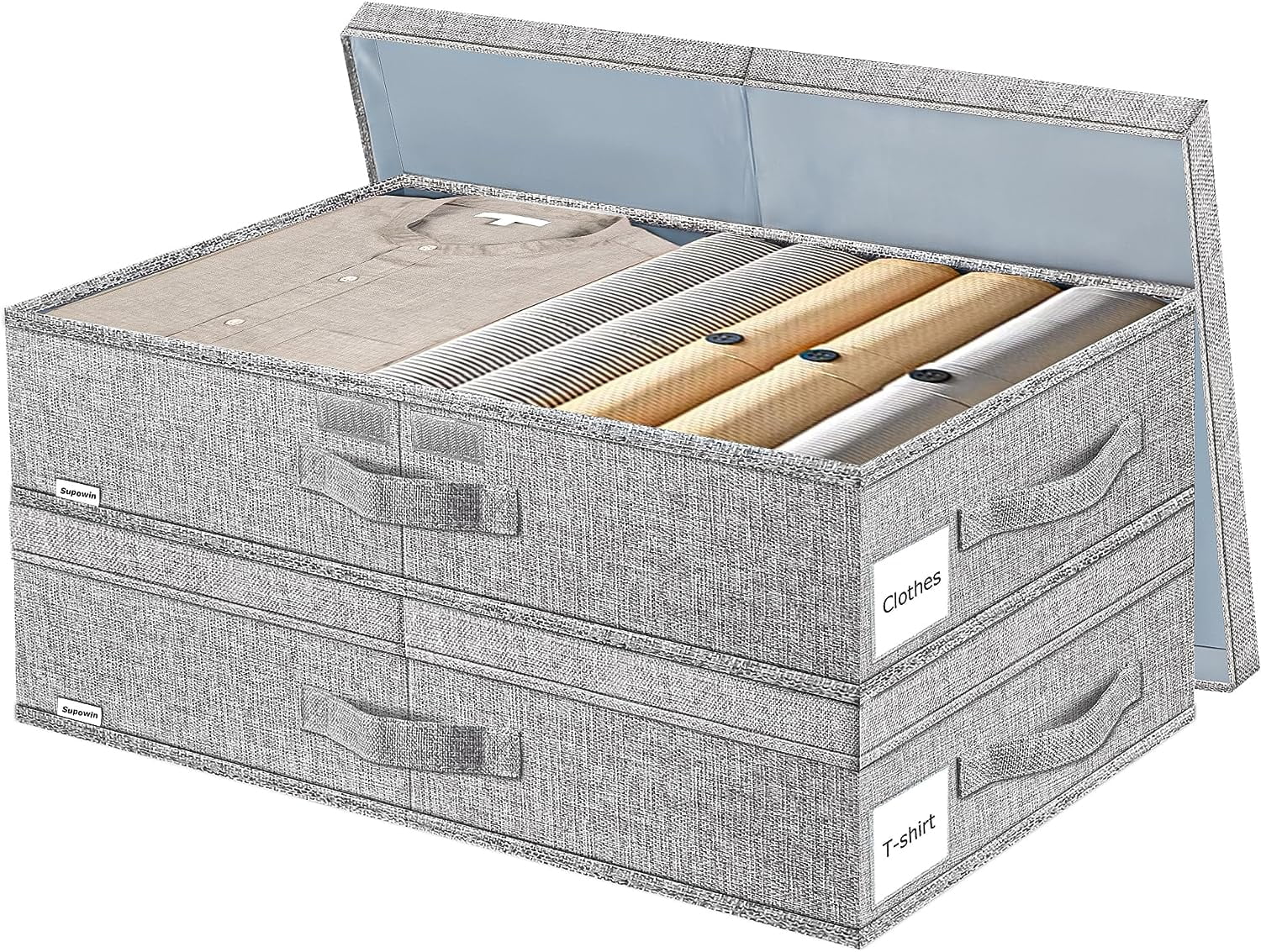 Supowin Under Bed Storage Containers, Foldable Underbed Storage Clothes ...