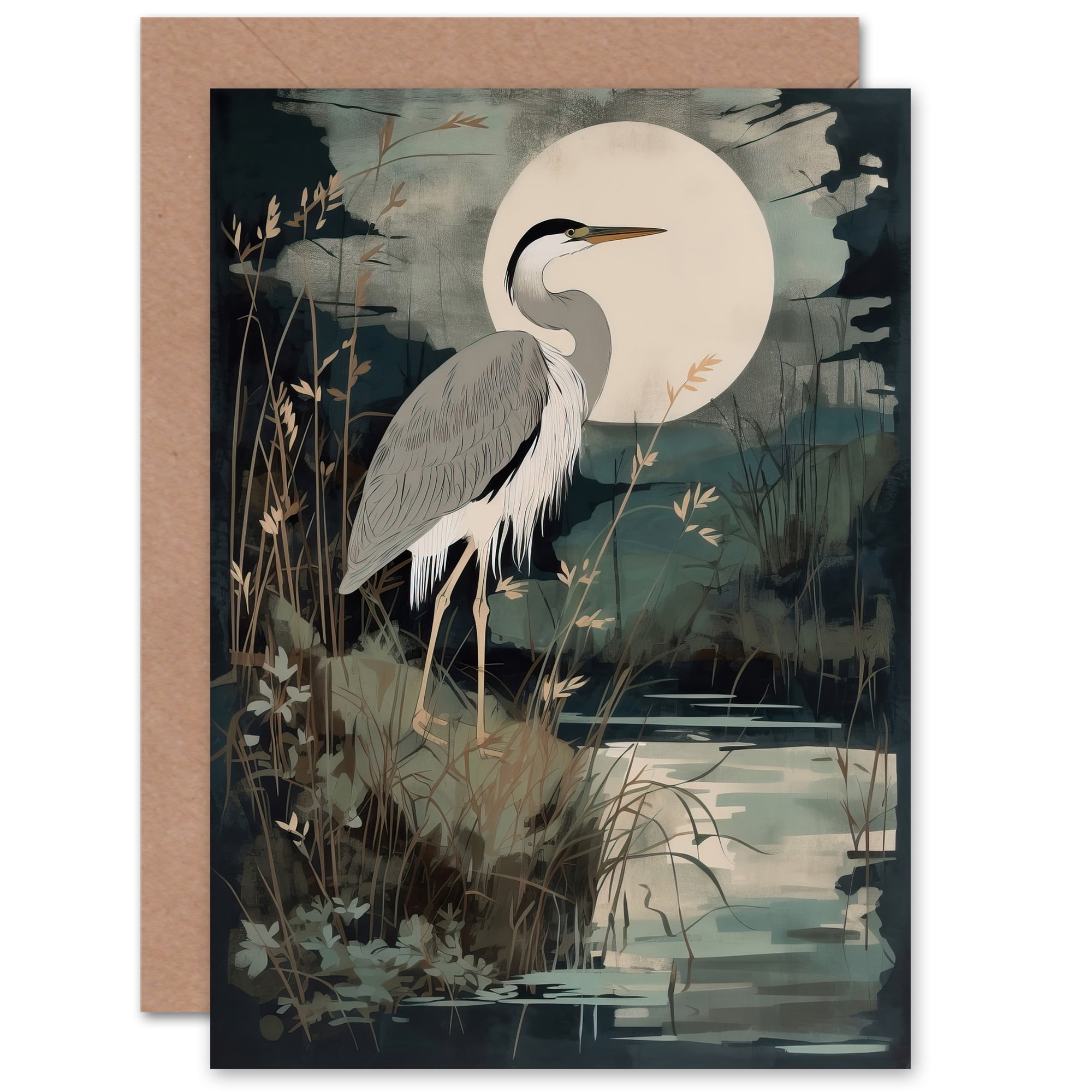 Supper Time Moonlit Heron Earthy for Him or Her Man Woman Birthday ...