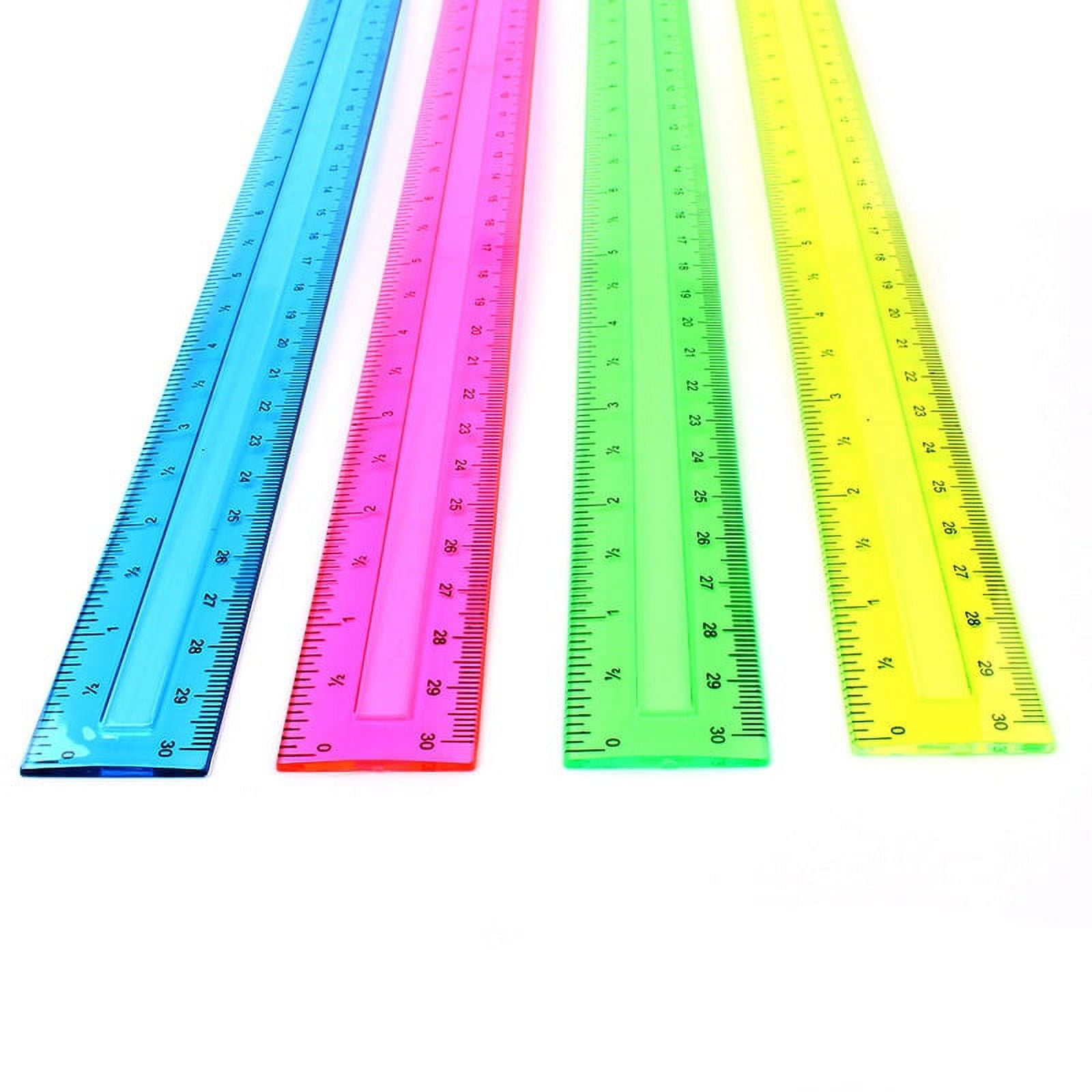 Bulk Pack of 4, 12-Inch Shatterproof Rulers in Assorted Colors for ...