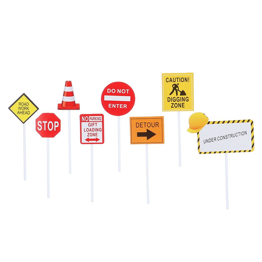 Supplies Birthday Cupcake Topper Mini Road Sign Cake Topper Crane ...