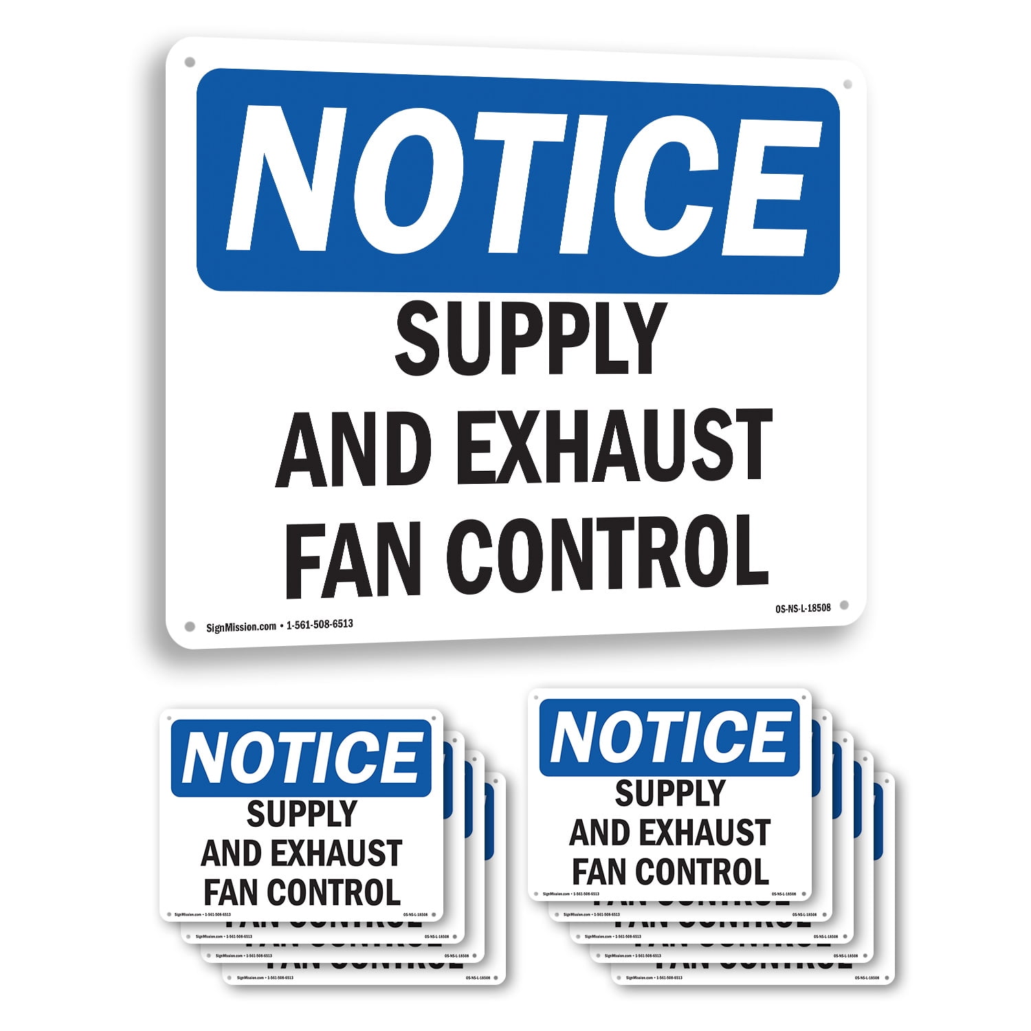 Supply And Exhaust Fan Controls OSHA Notice Aluminum Sign 10 Inch x 7 ...