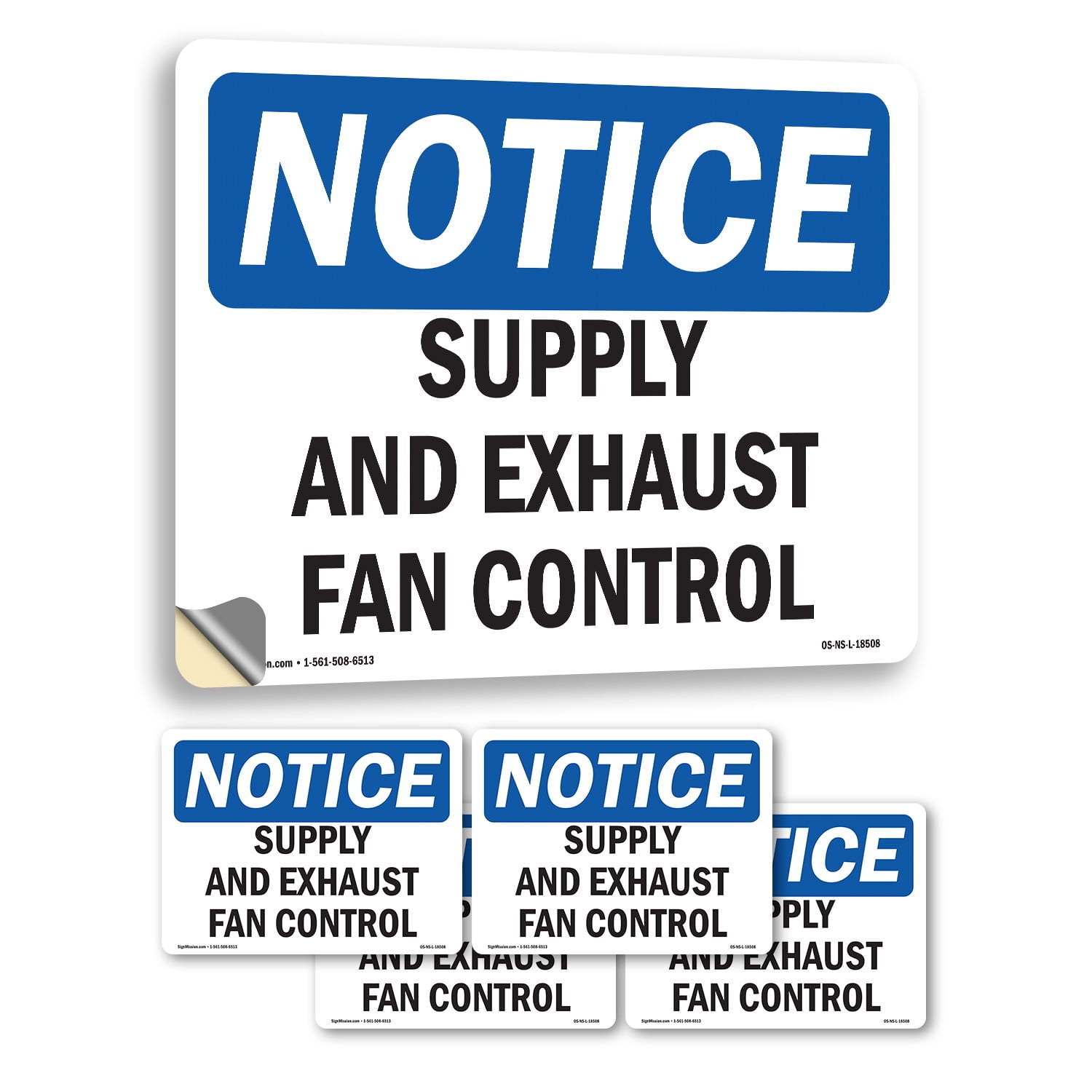 Supply And Exhaust Fan Controls OSHA Notice Vinyl Decal Label 10 Inch x ...