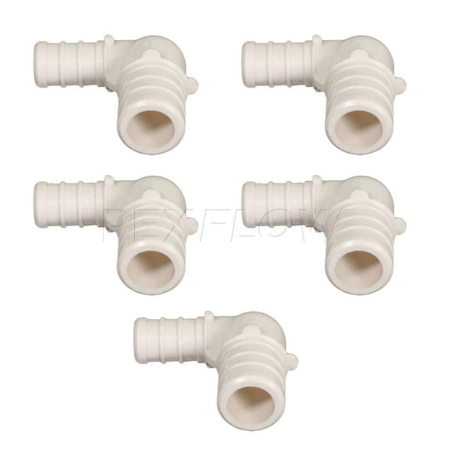 Supply Giant 5-3412PPRL Plastic PEX Poly Alloy 90 Degree Elbow Barb Pipe Fitting 3/4 x 1/2 ...