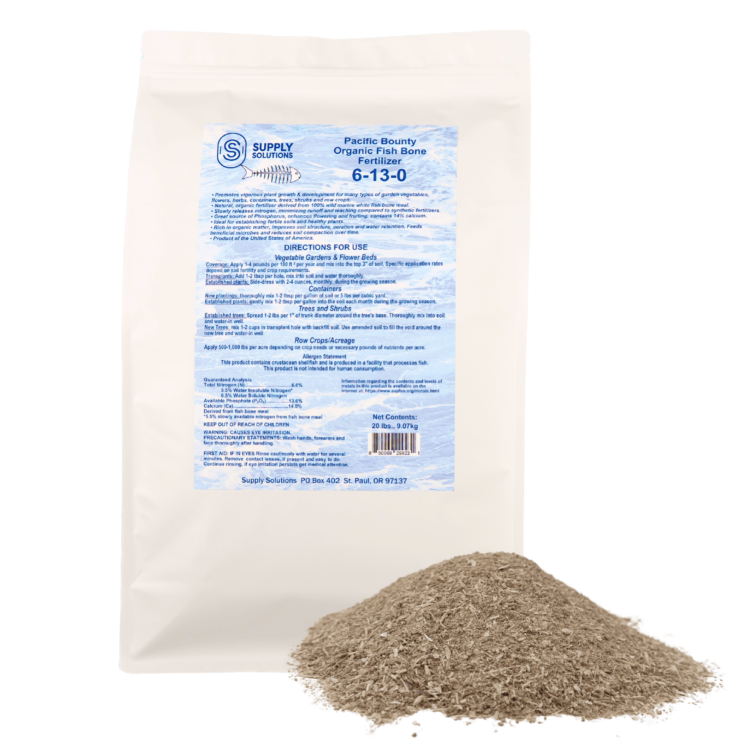 Supply Solutions Pacific Bounty Organic Fish Bone Meal Fertilizer 6-13 ...