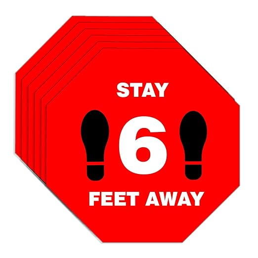 Supply360"Stay 6 Feet Away w/Foot Prints" Floor Decal, Social ...