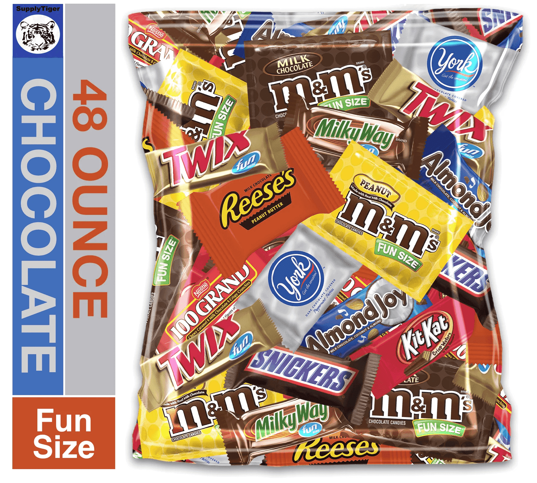 SupplyTiger Bulk Chocolate Mix Candy Packs of 3lb Assorted Minis and ...