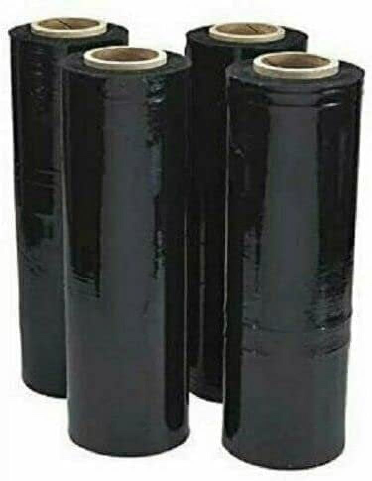 Supplyhut Pre-Stretched Black Hand Stretch Wrap, 18'' x 1500' 80 Ga, 4 Rolls Pallet Wrap, 1500FT ...