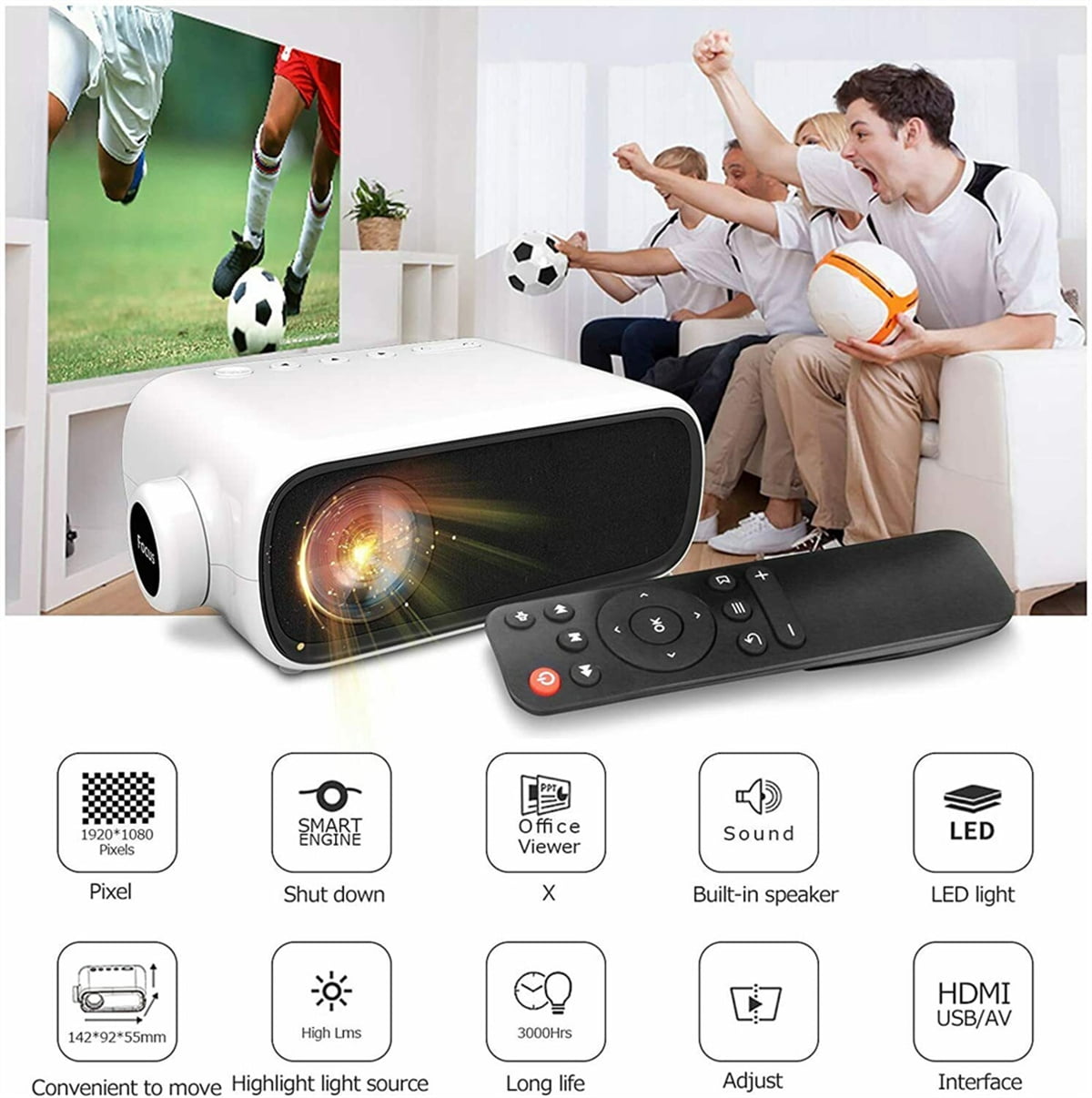 Support 1080P Wifi Video Mini Projector 3D LED 4K Home Theater Cinema ...