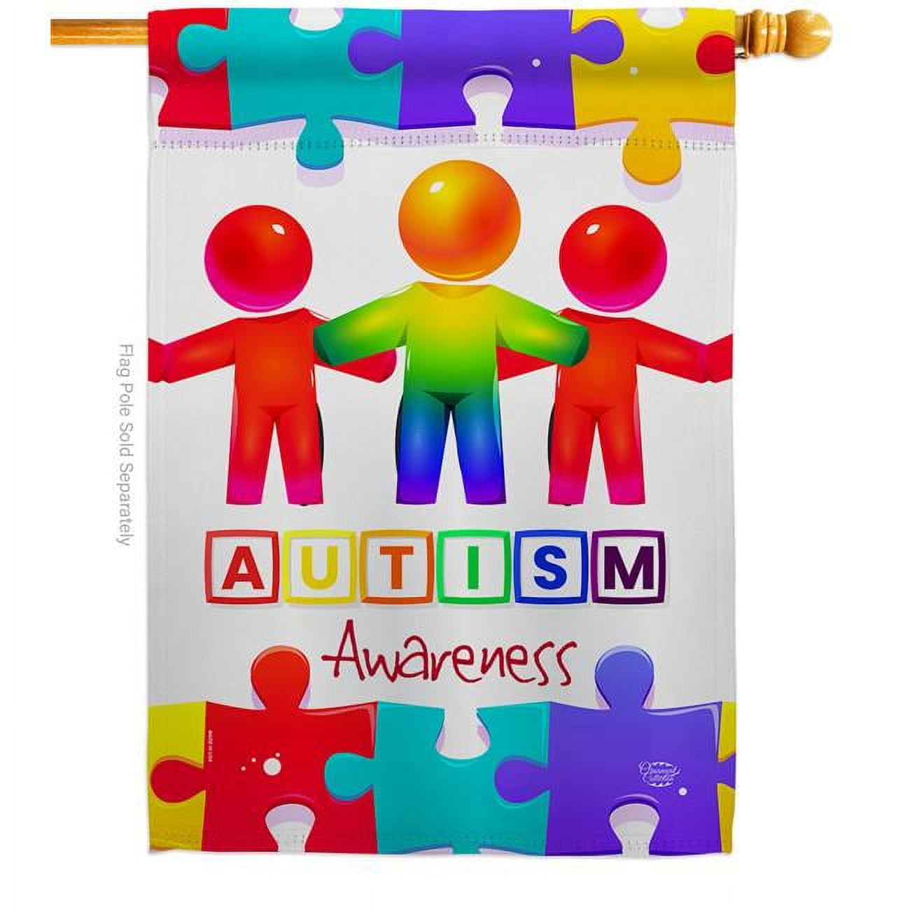 Support Autism Awareness 28 x 40 in. Double-Sided Decorative Vertical ...