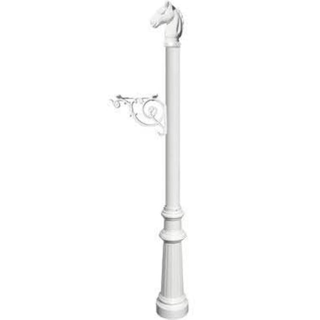 Support Bracket Post System with Fluted Base & Horsehead Finial - White ...