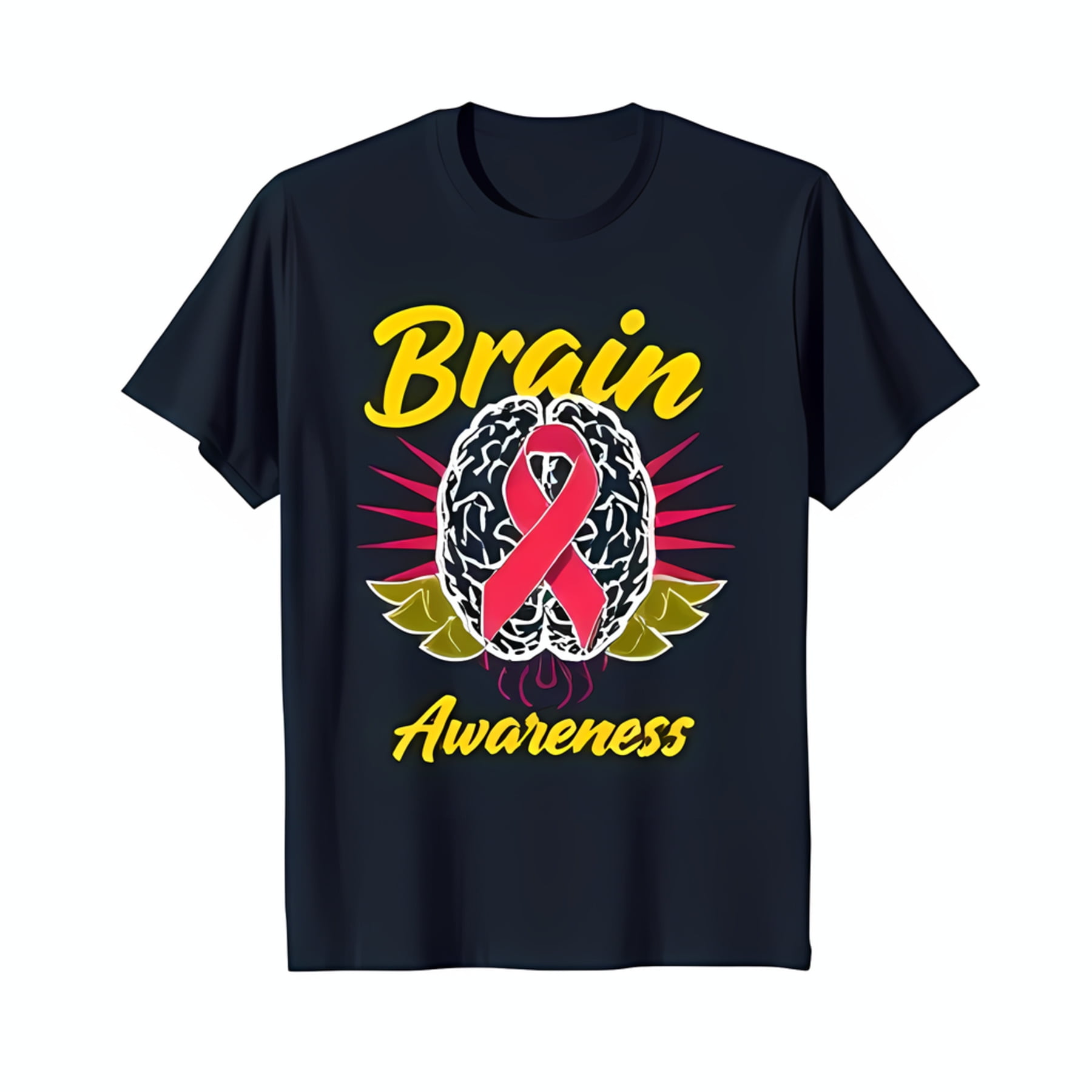 Support Brain Awareness with Our Blue T-Shirt Featuring a Bold Brain ...