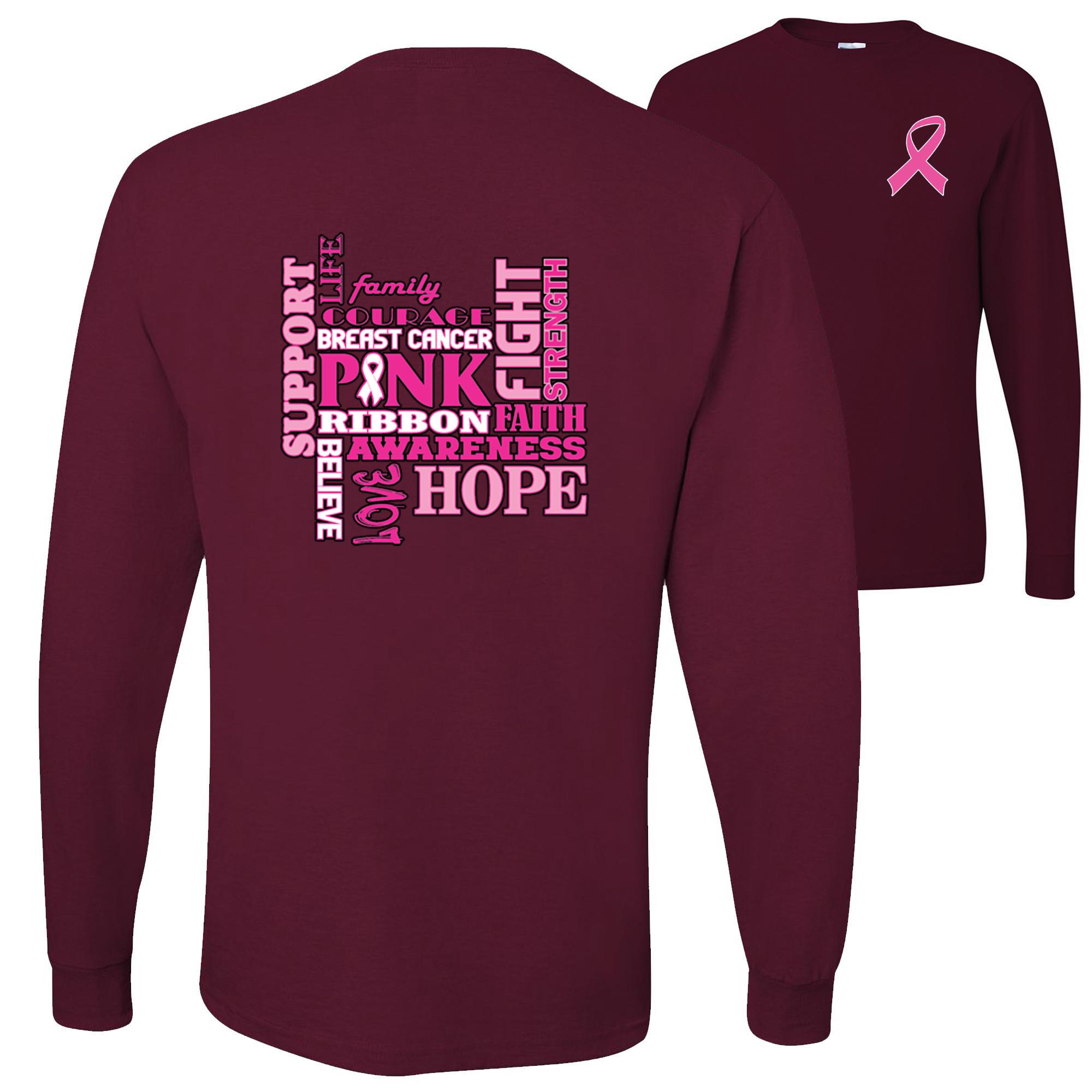 Support Fight Hope Life Family Breast Cancer Awareness FRONT AND BACK ...