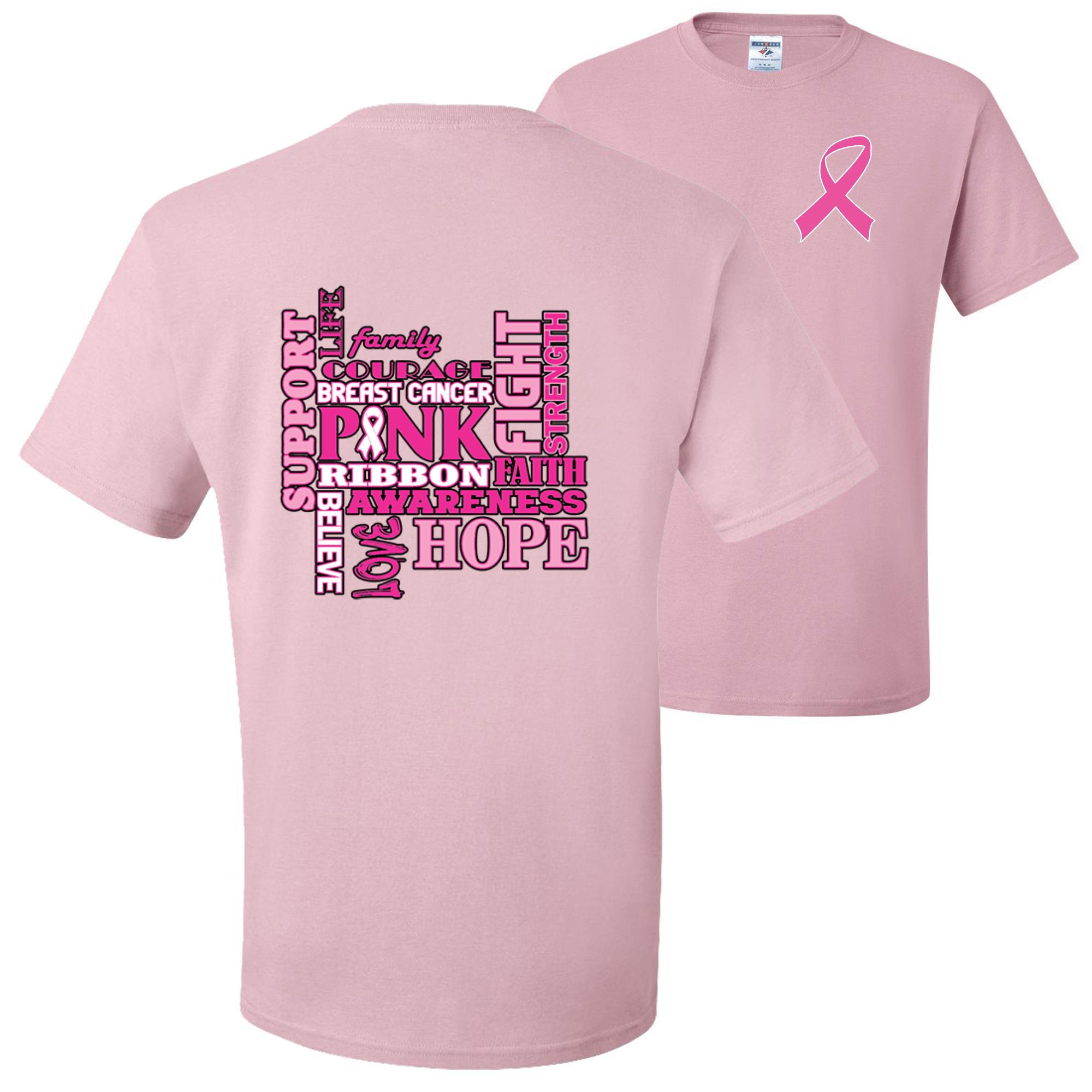 Support Fight Hope Life Family Breast Cancer Awareness FRONT AND BACK ...