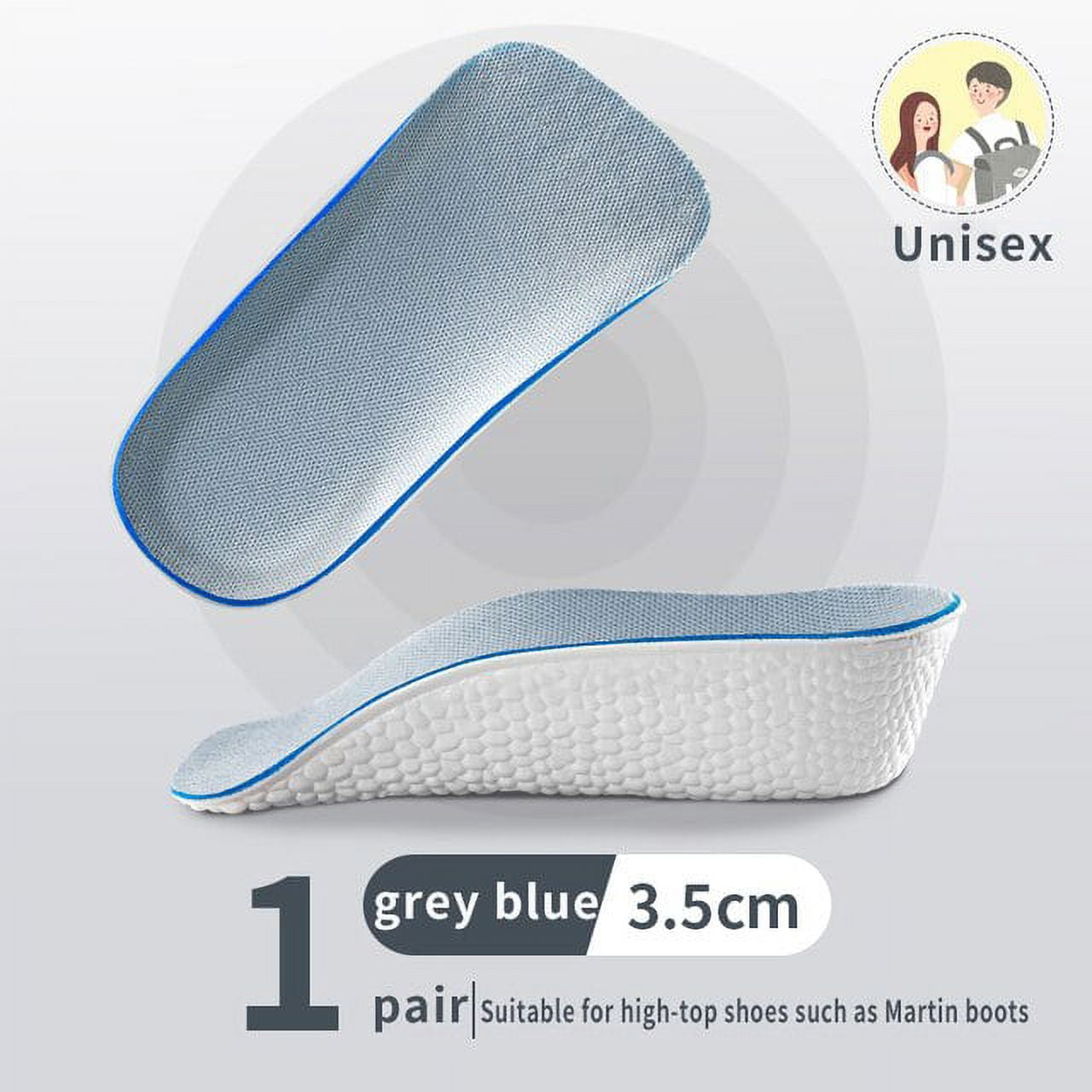 Support Height Increase Insoles Light Weight Soft Elastic Lift for Men ...