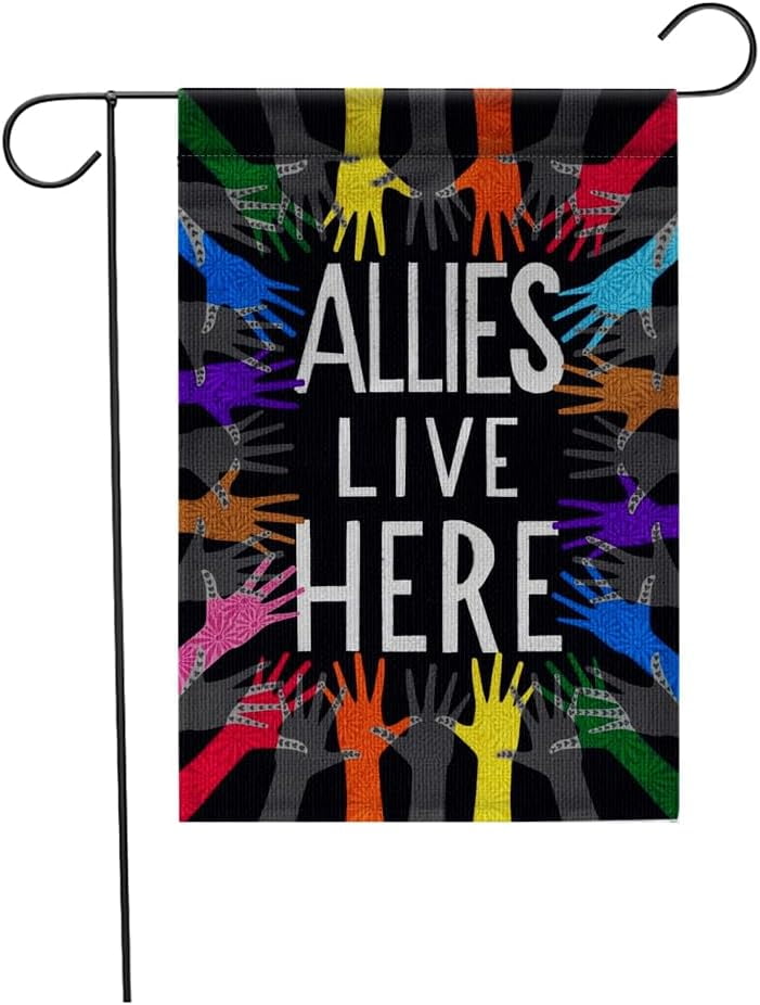 Support LGBT Ally Pride Flag, Family Allies Live Here Garden Flag 12x18 ...