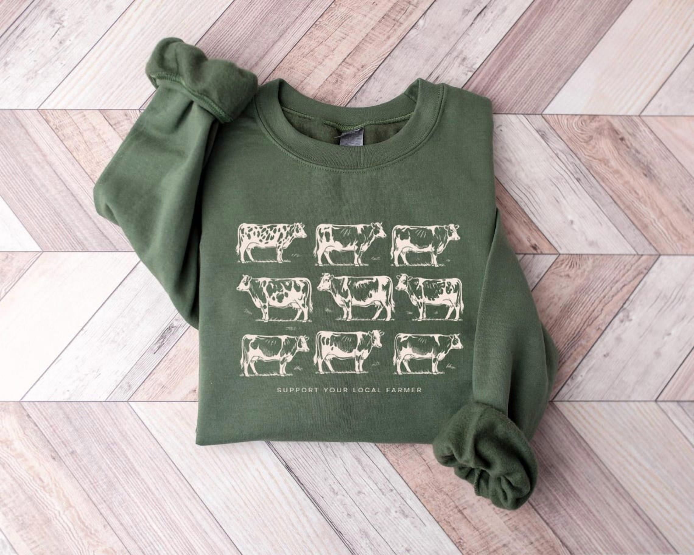 Support Your Local Farmer Cow Sweatshirt Vintage Farm Animals Sweater ...