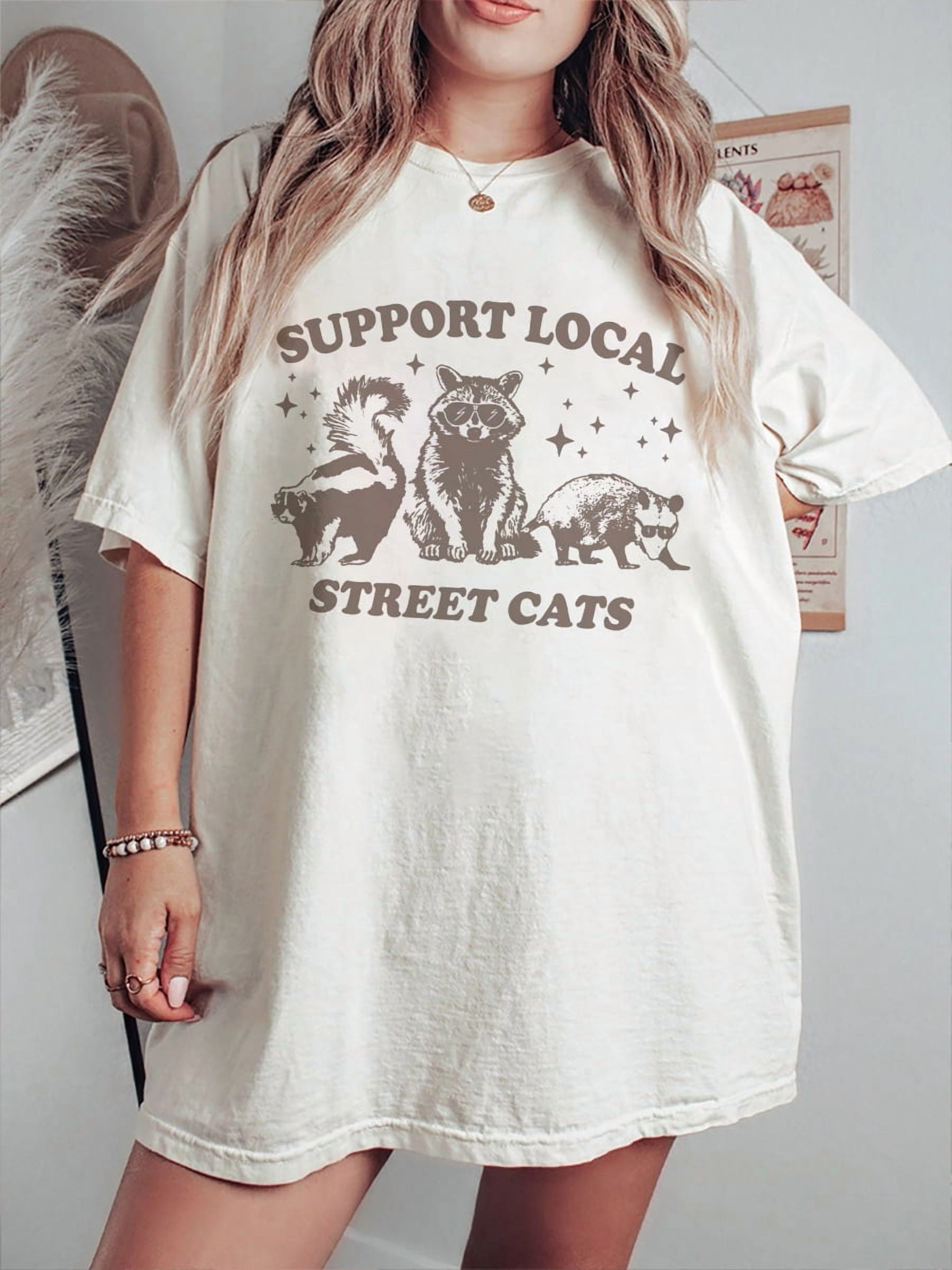 Support Local Street Cats Raccoon T-Shirt - Walmart.com