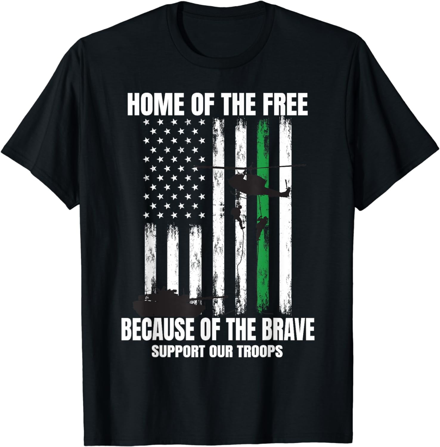 Support Military American Flag Thin Green Line Veterans Gift T-Shirt ...